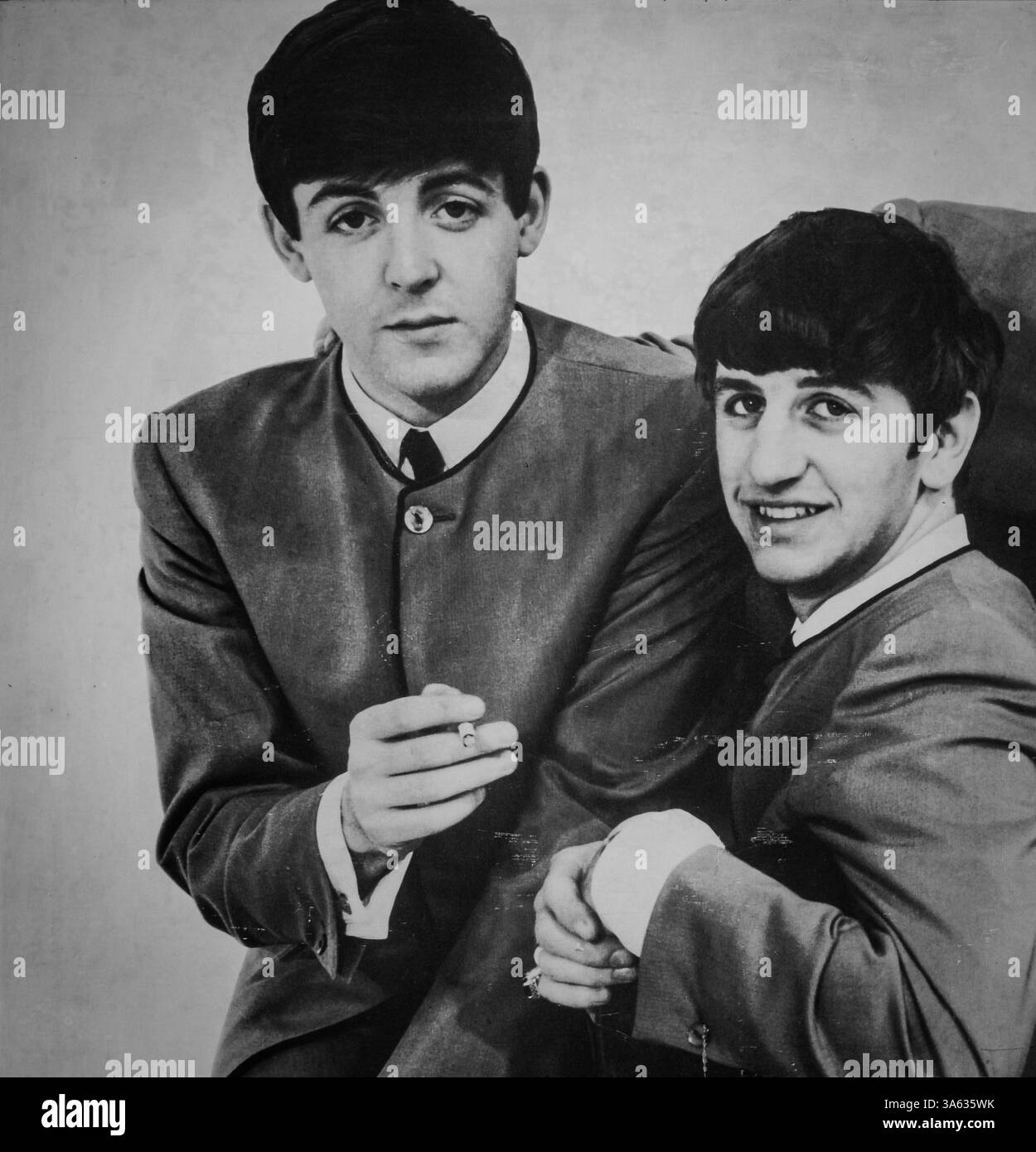 Vintage photo Portrait of The Beatles musical band group. Old textured ...