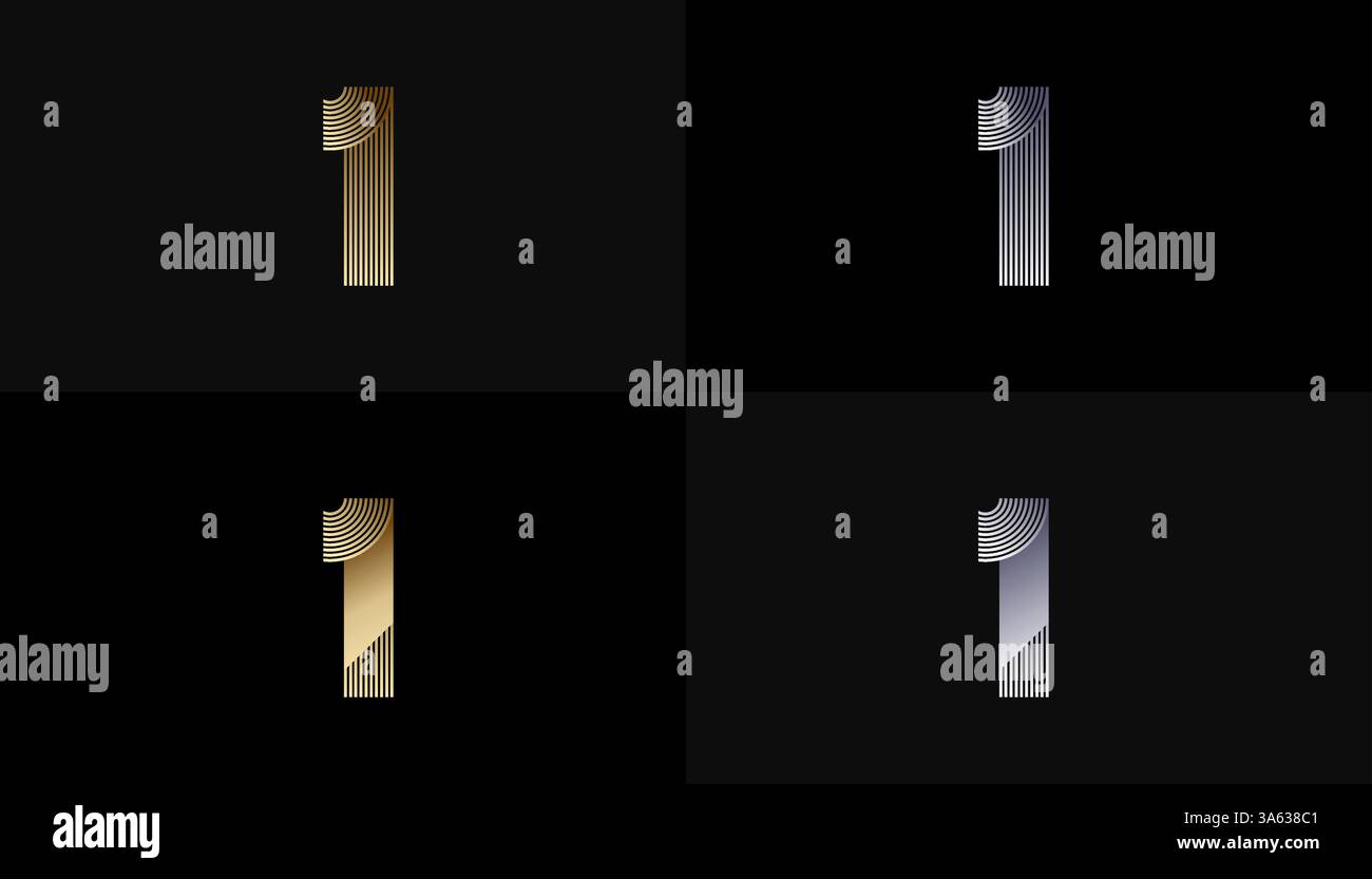 Number Design Line Stripes in Luxury Gold 1st, 1st Years Anniversary ...