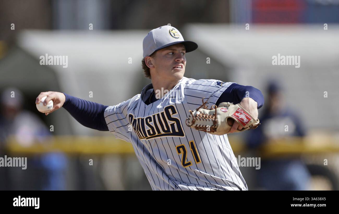 Canisius's Levi Abbott during an NCAA baseball game against Saint Peter ...