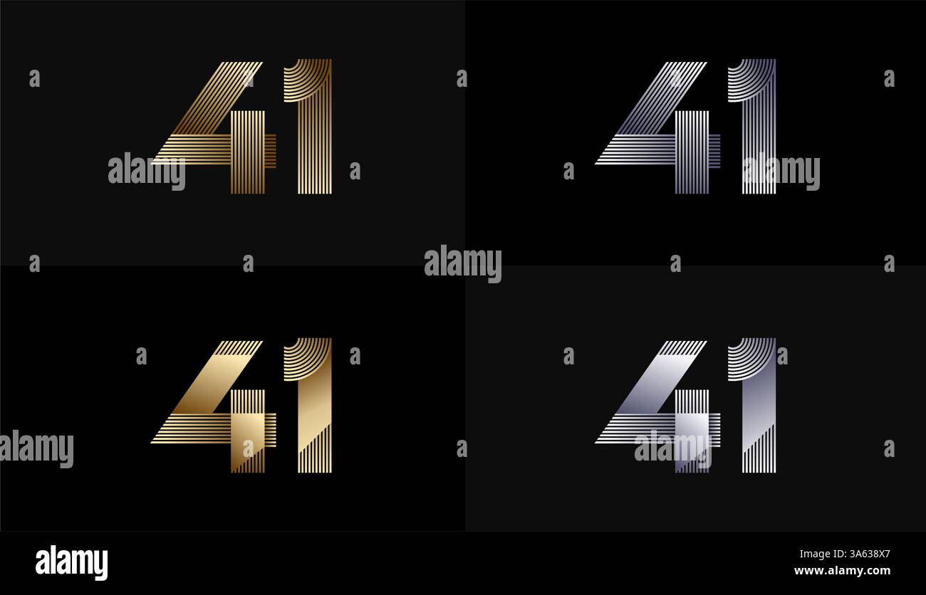 Number Design Line Stripes in Luxury Gold 41th, 41th Years Anniversary ...