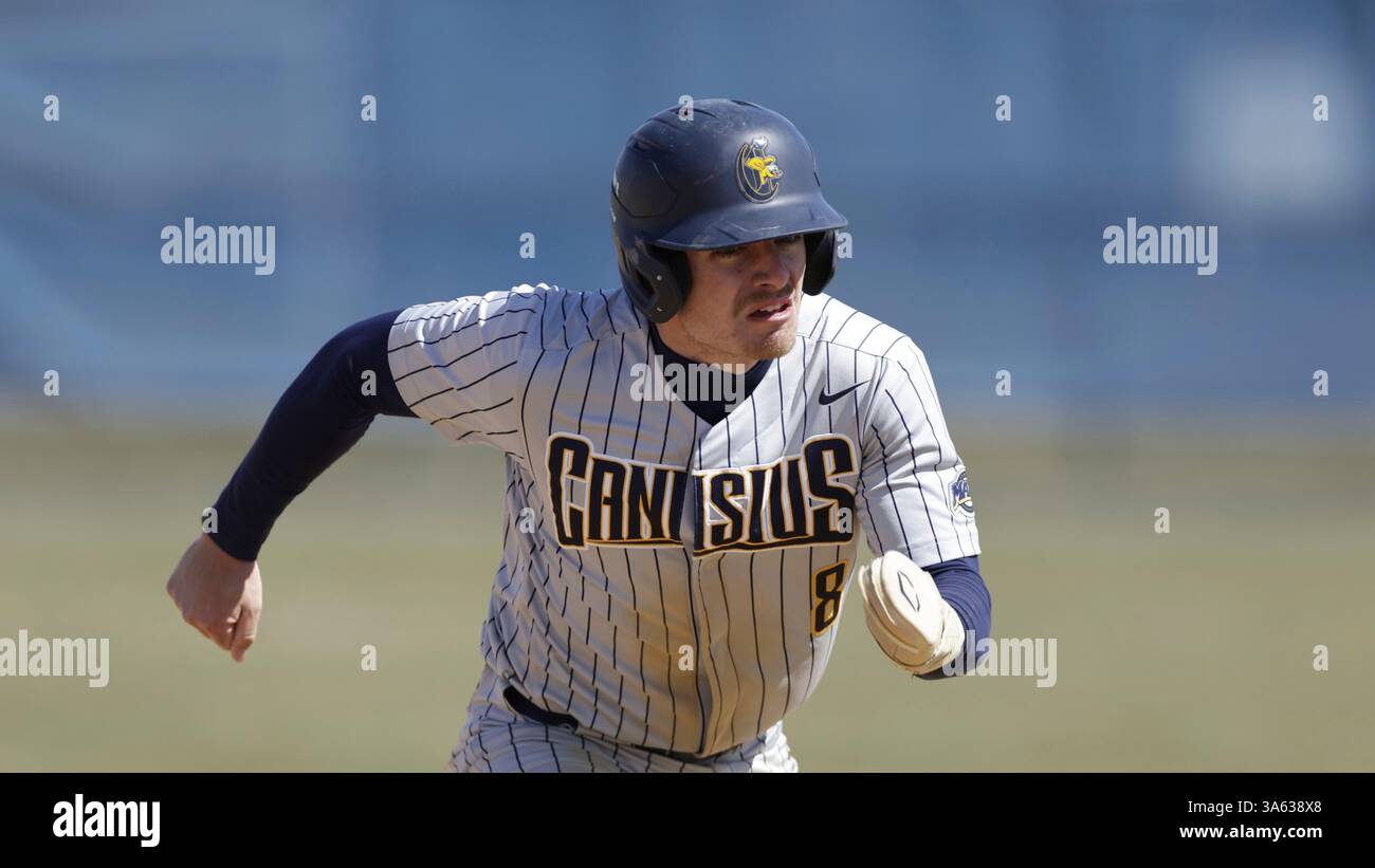 Canisius's Eric Weeks during an NCAA baseball game against Saint Peter ...