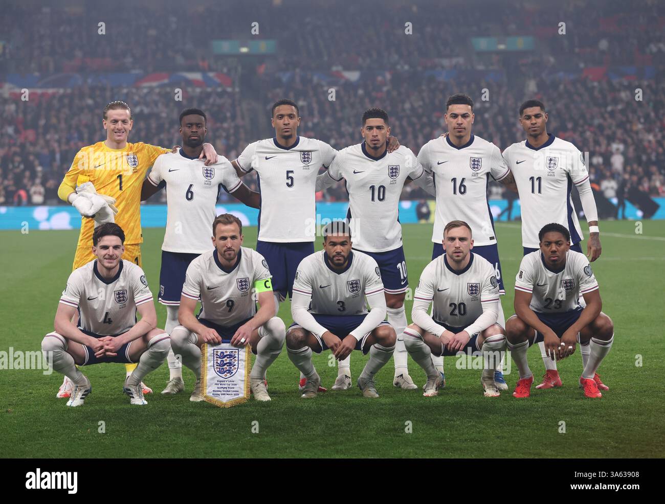London, UK. 24th Mar, 2025. England team back row: Jordan Pickford ...