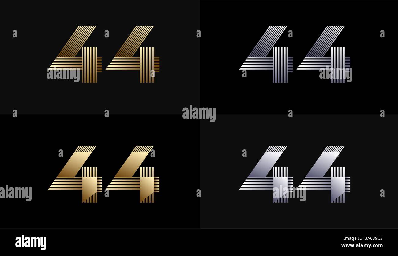 Number Design Line Stripes in Luxury Gold 44th, 44th Years Anniversary ...