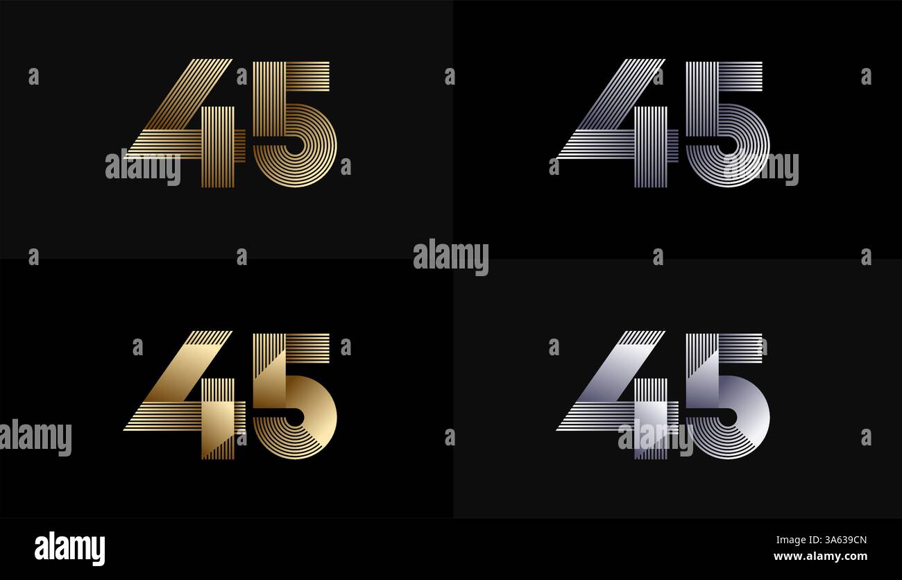 Number Design Line Stripes in Luxury Gold 45th, 45th Years Anniversary ...