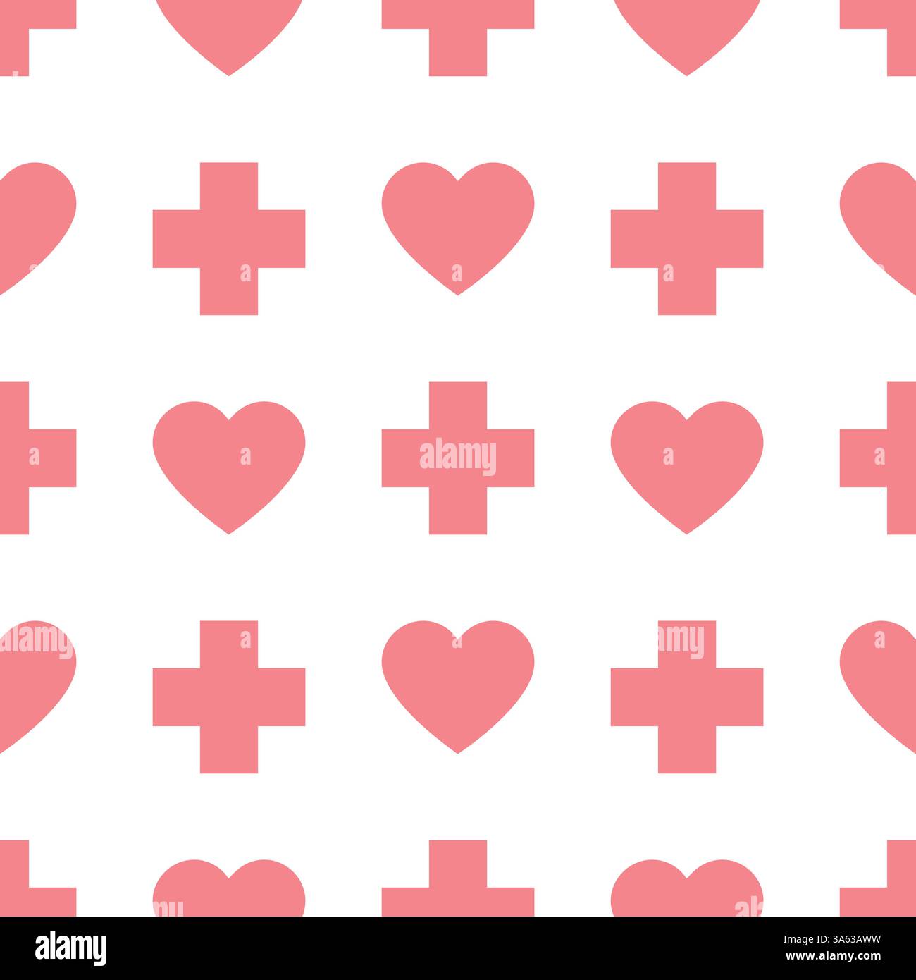 Red Cross and Heart Shape seamless geometric pattern, medical ...