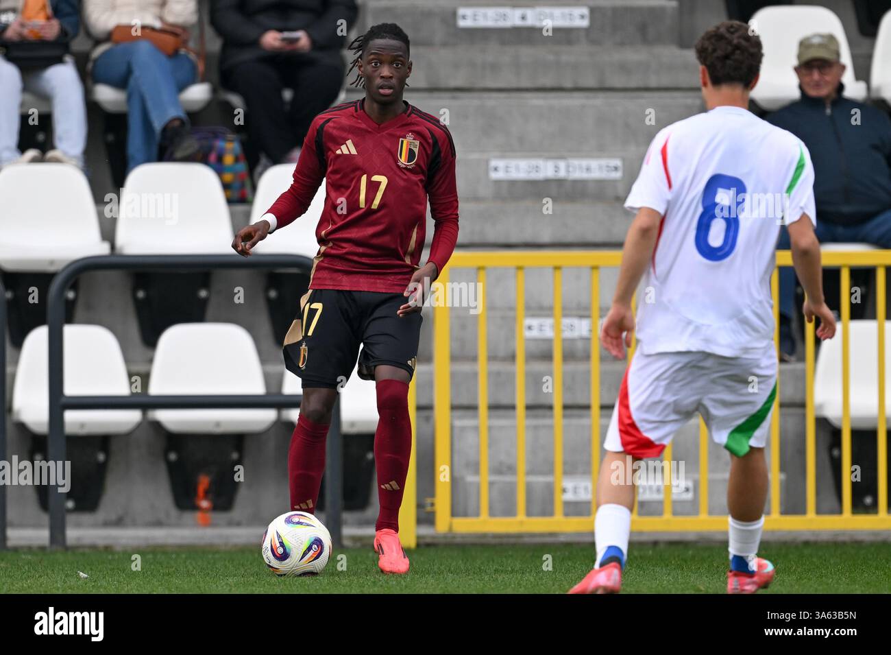 Davis Opoku (17) of Belgium pictured during a friendly soccer game ...