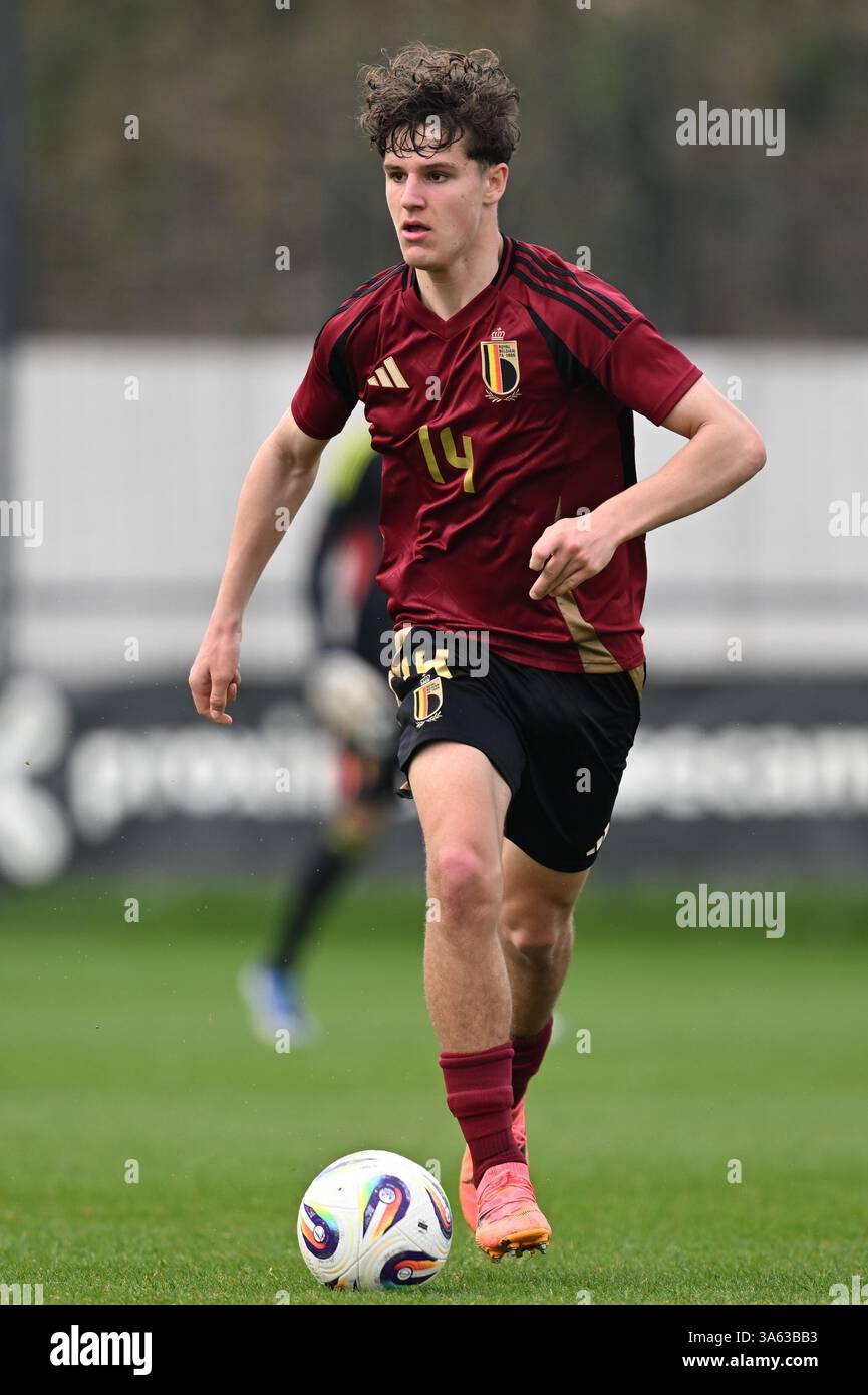 Wout Verlinden (14) of Belgium pictured during a friendly soccer game ...