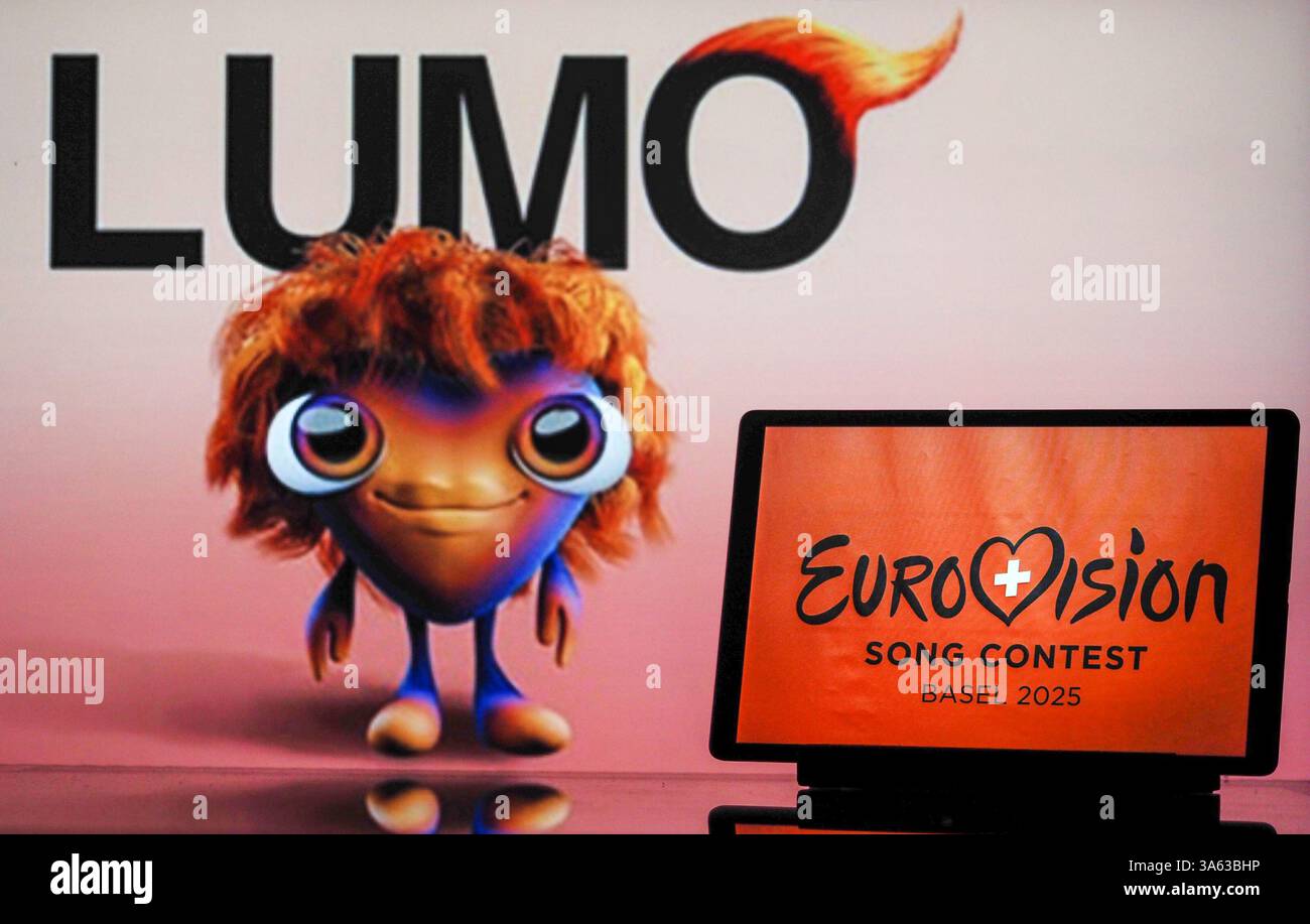 Eurovision Song Contest 2025 logo and talisman seen displayed on a ...