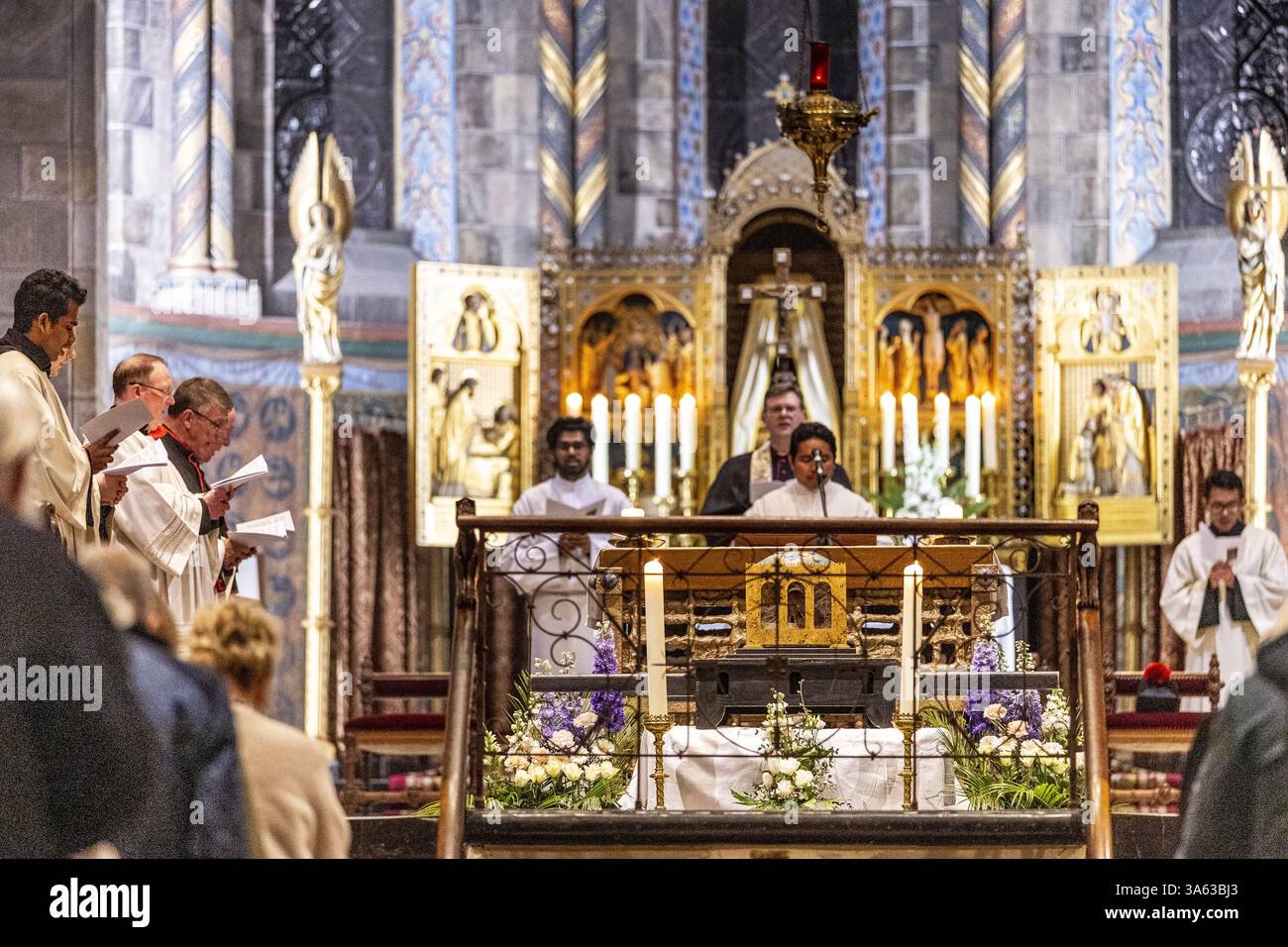 KERKRADE - Priests during a prayer vigil around the relics of St ...