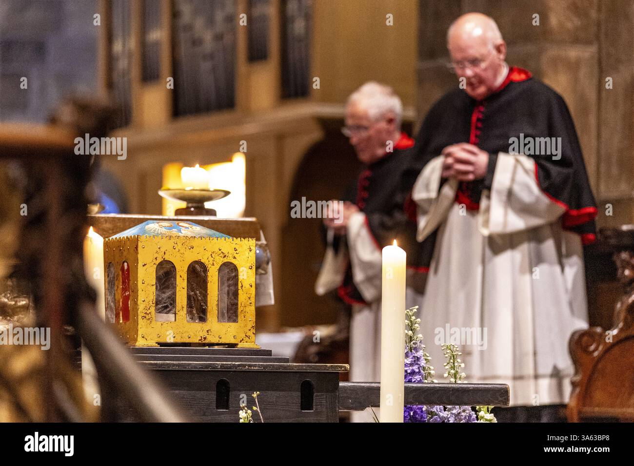 KERKRADE - Priests during a prayer vigil around the relics of St ...