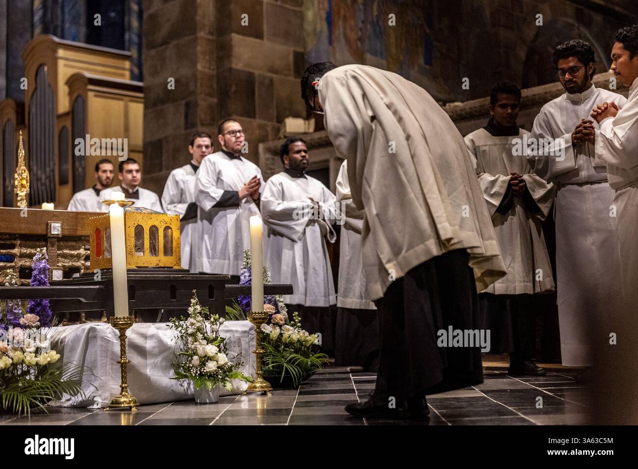 KERKRADE - Priests during a prayer vigil around the relics of St ...