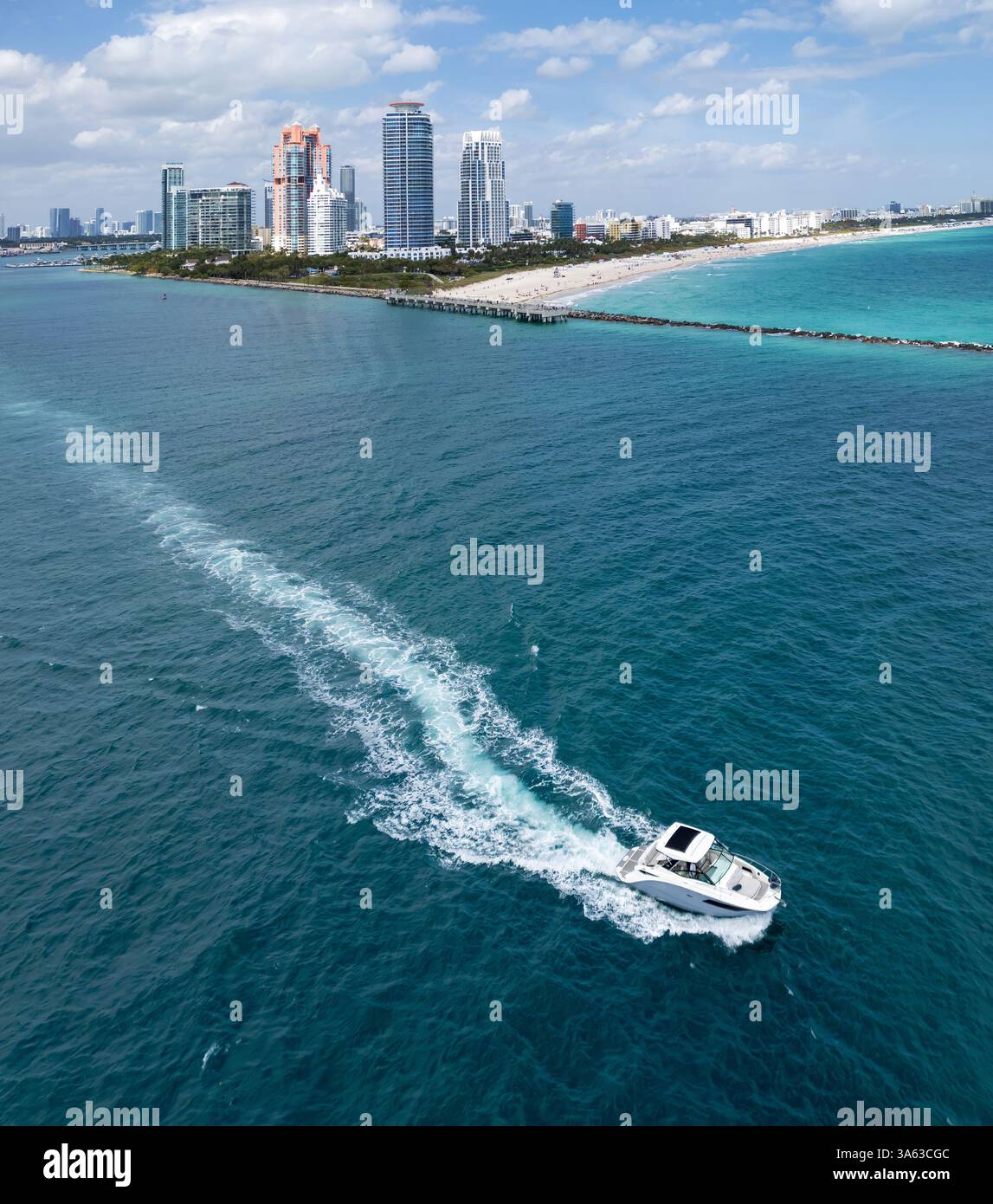Miami Beach skyline aerial view. Miami city from drone. Tropical Miami ...