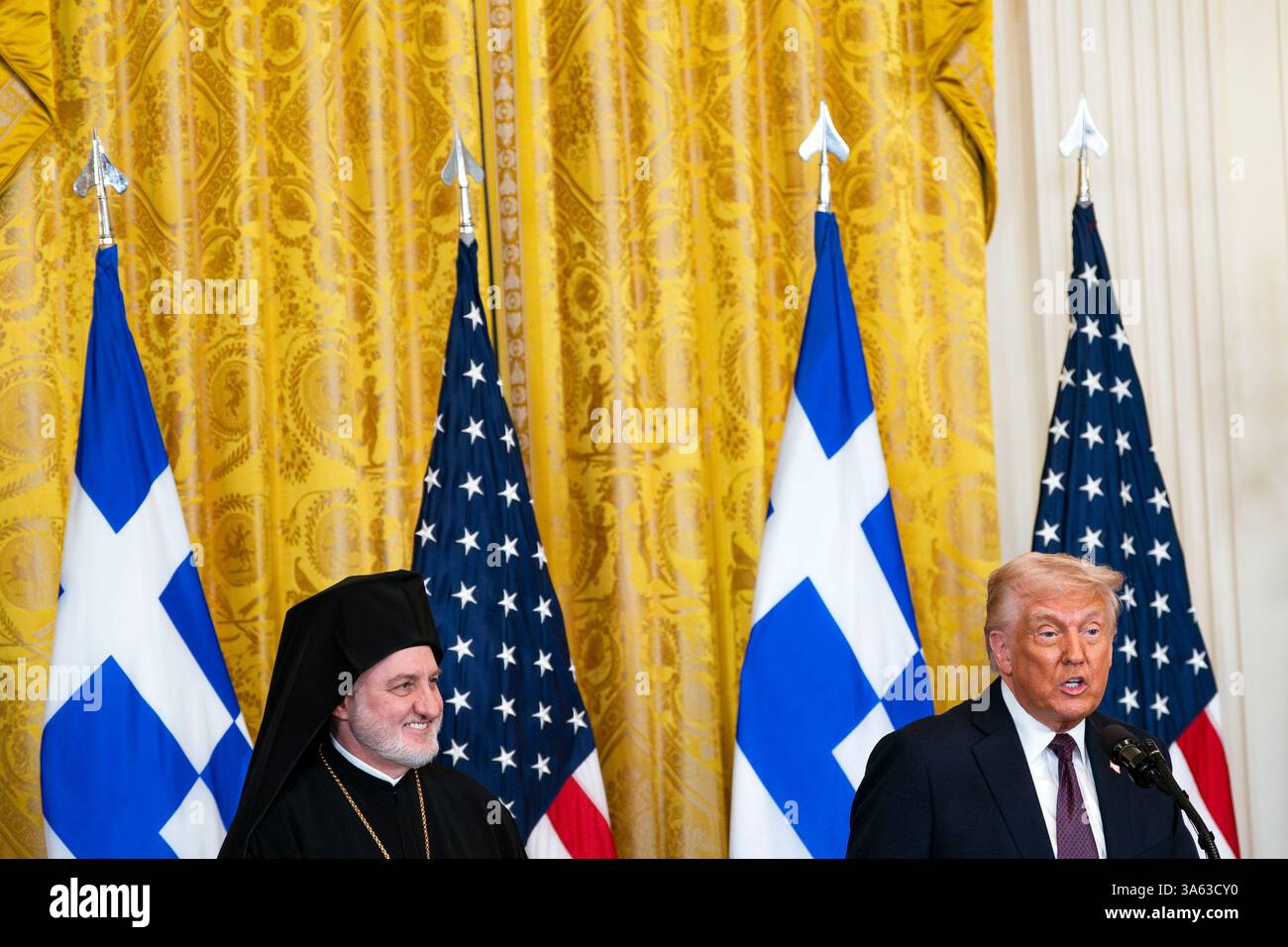 President Donald Trump hosts an event with Archbishop Elpidophoros ...