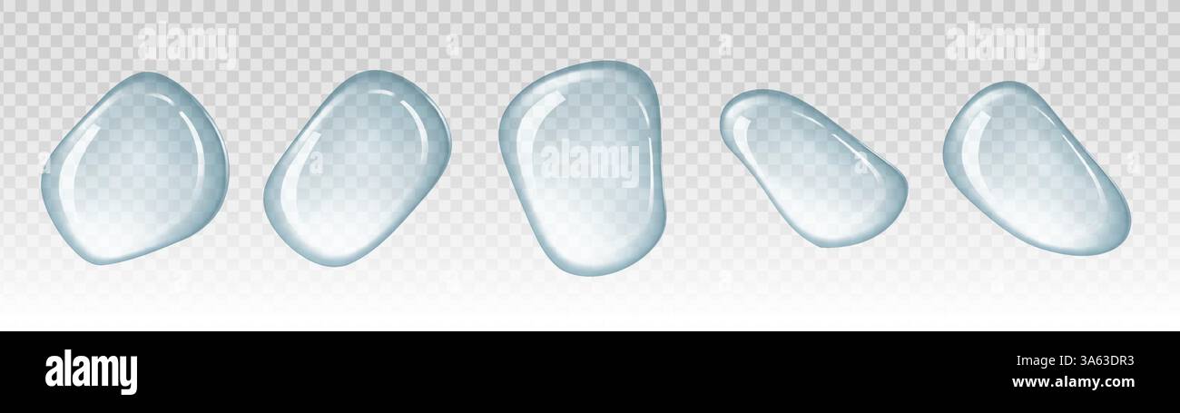 Set of realistic transparent water droplets with irregular shapes and ...