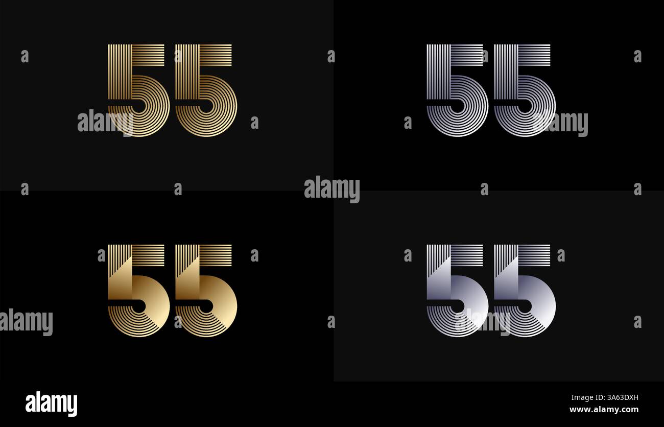 Number Design Line Stripes in Luxury Gold 55th, 55th Years Anniversary ...