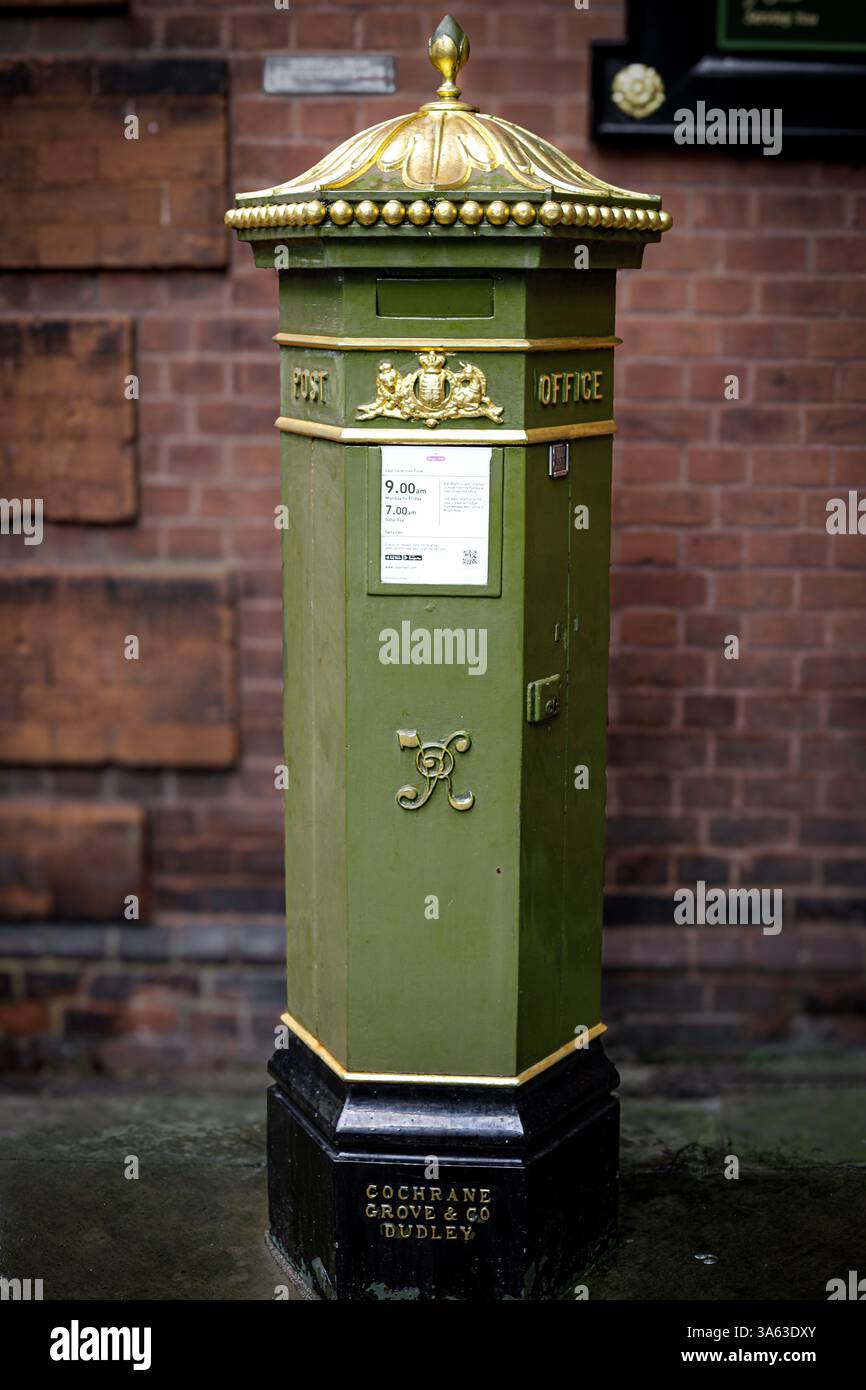 Unusual Victorian hexagonal pillar post box decorated in traditional ...