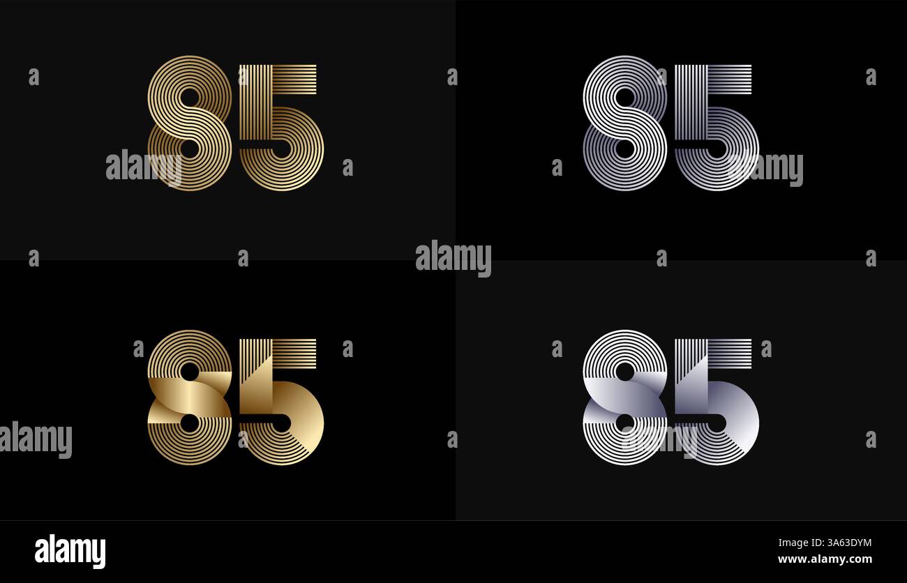 Number Design Line Stripes in Luxury Gold 85th, 85th Years Anniversary ...