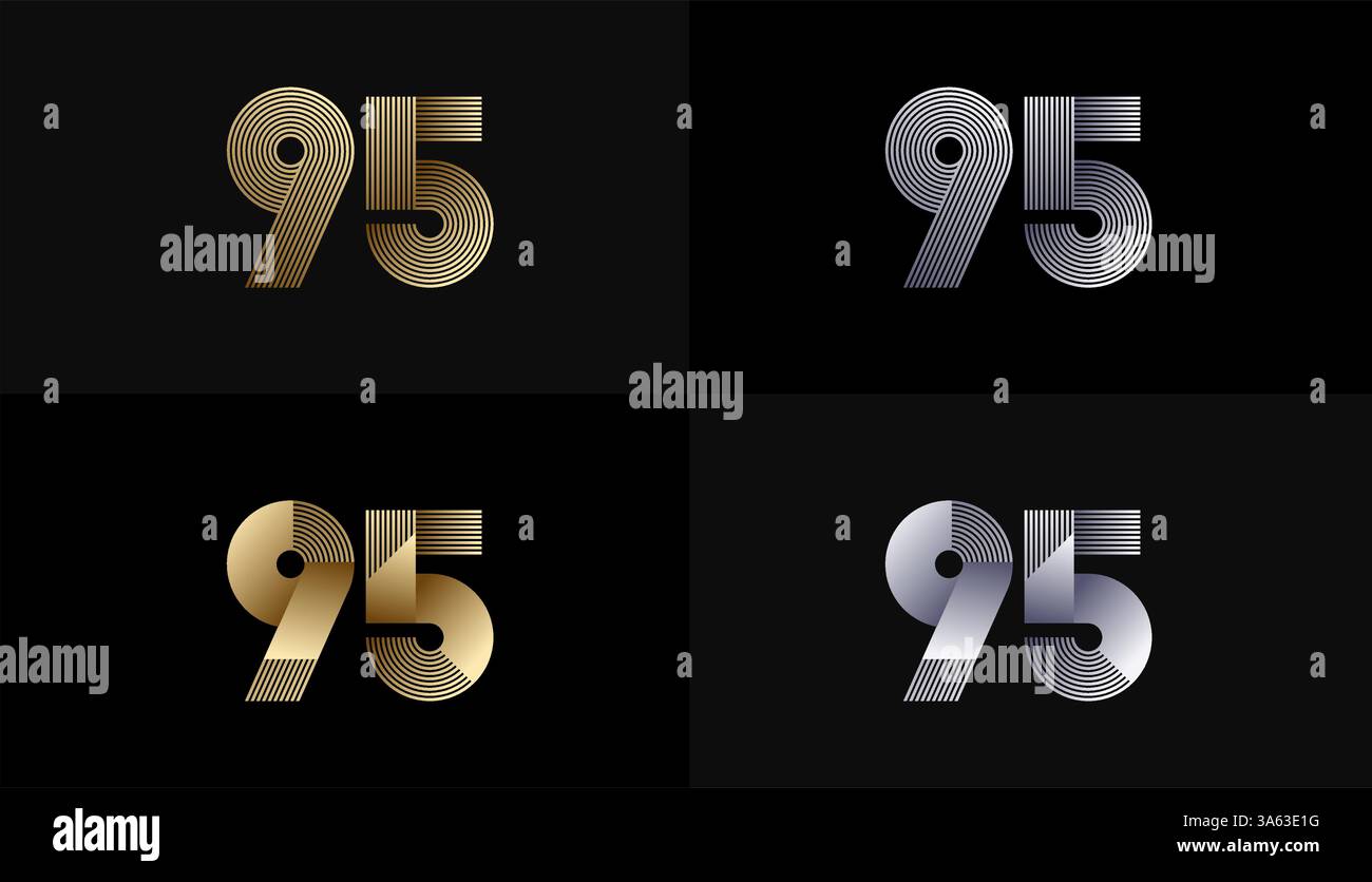 Number Design Line Stripes in Luxury Gold 95th, 95th Years Anniversary ...