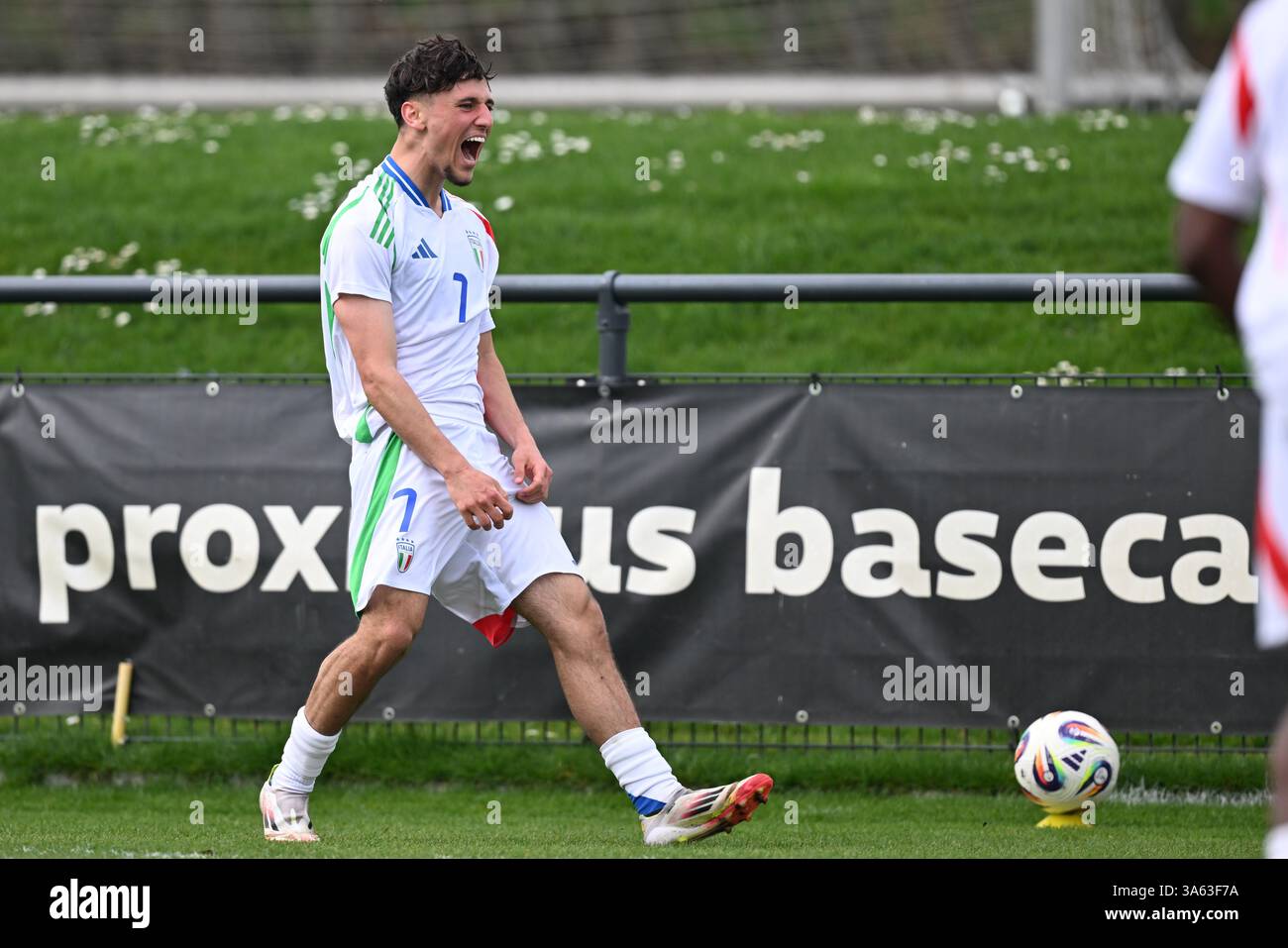 Tubize, Belgium. 24th Mar, 2025. Alessandro Crimaldi (7) of Italy ...