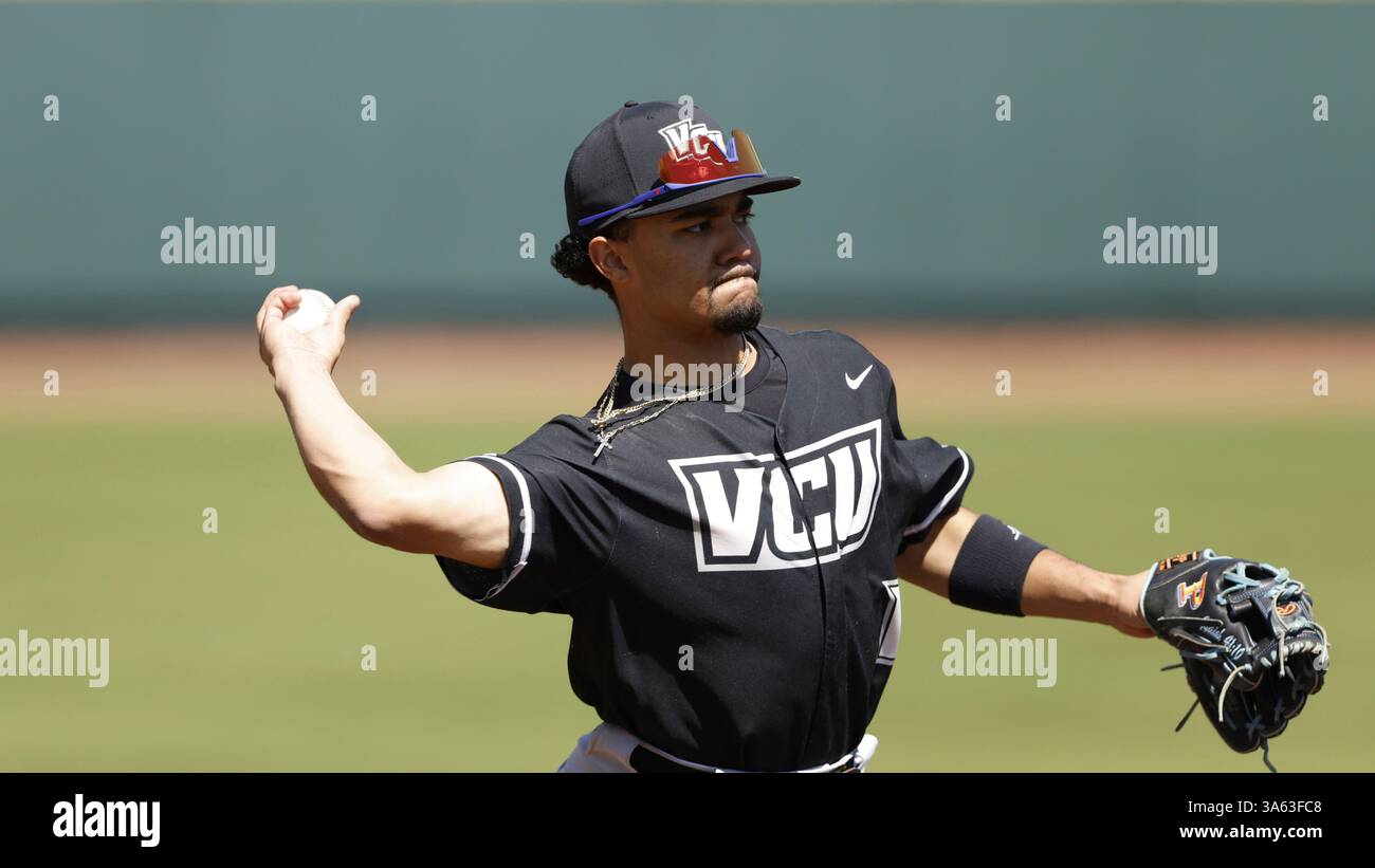 Virginia Commonwealth infielder Adrian Jimenez throws before an NCAA ...