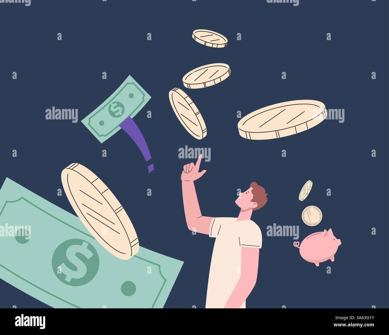 Financial broker, bank manager, businessman male character with golden ...