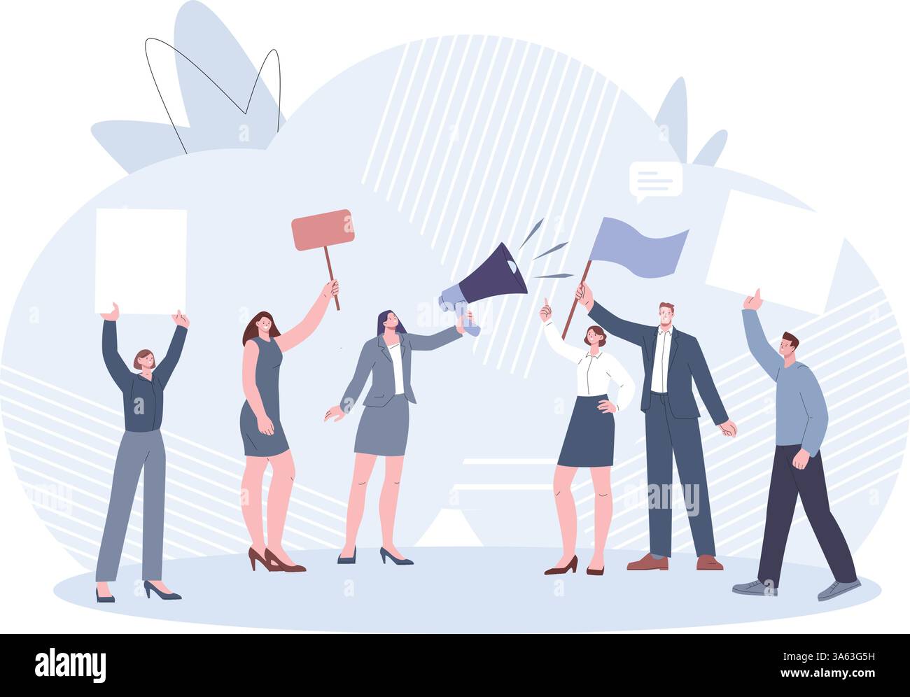 Emotional demonstration characters. Rally, strike, demonstration ...