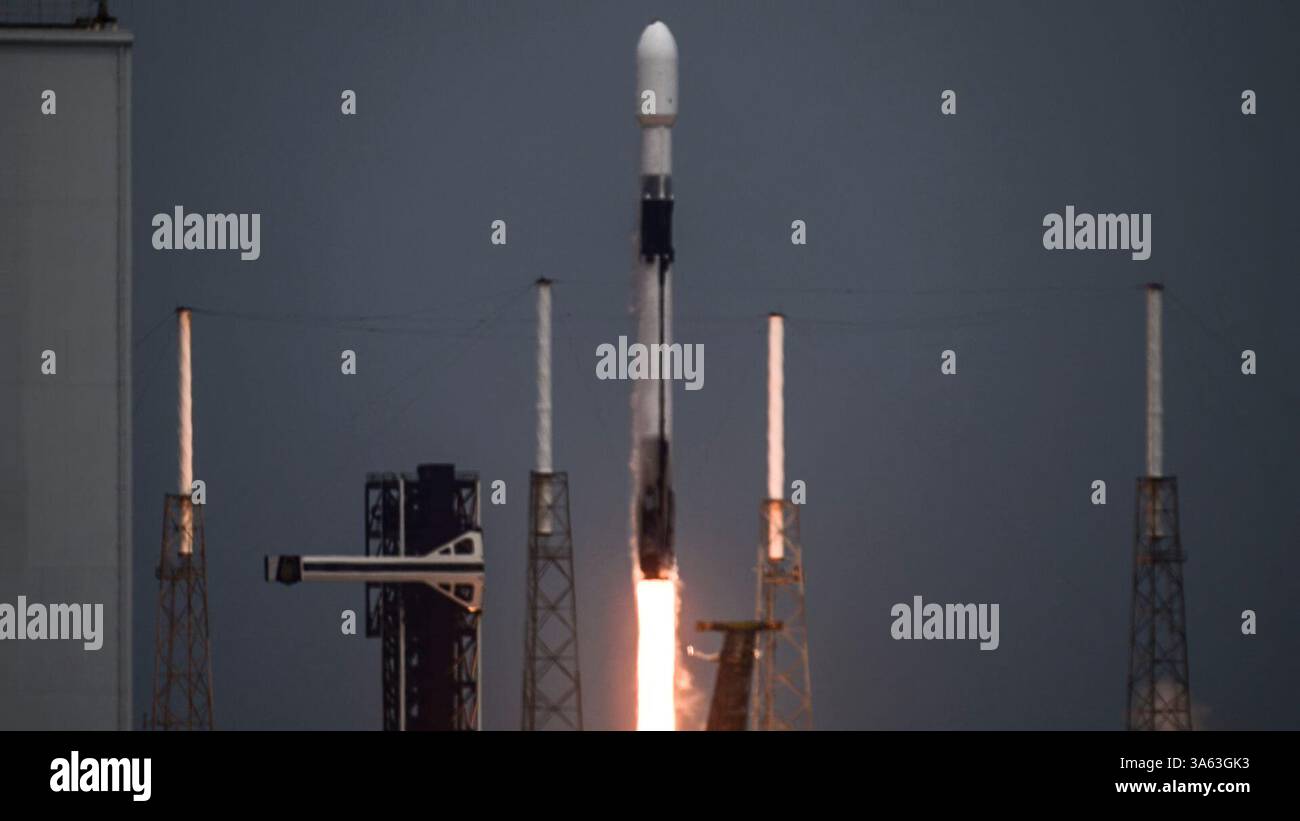 March 24, 2025, Merritt Island, Florida, USA: A SpaceX Falcon 9 rocket ...