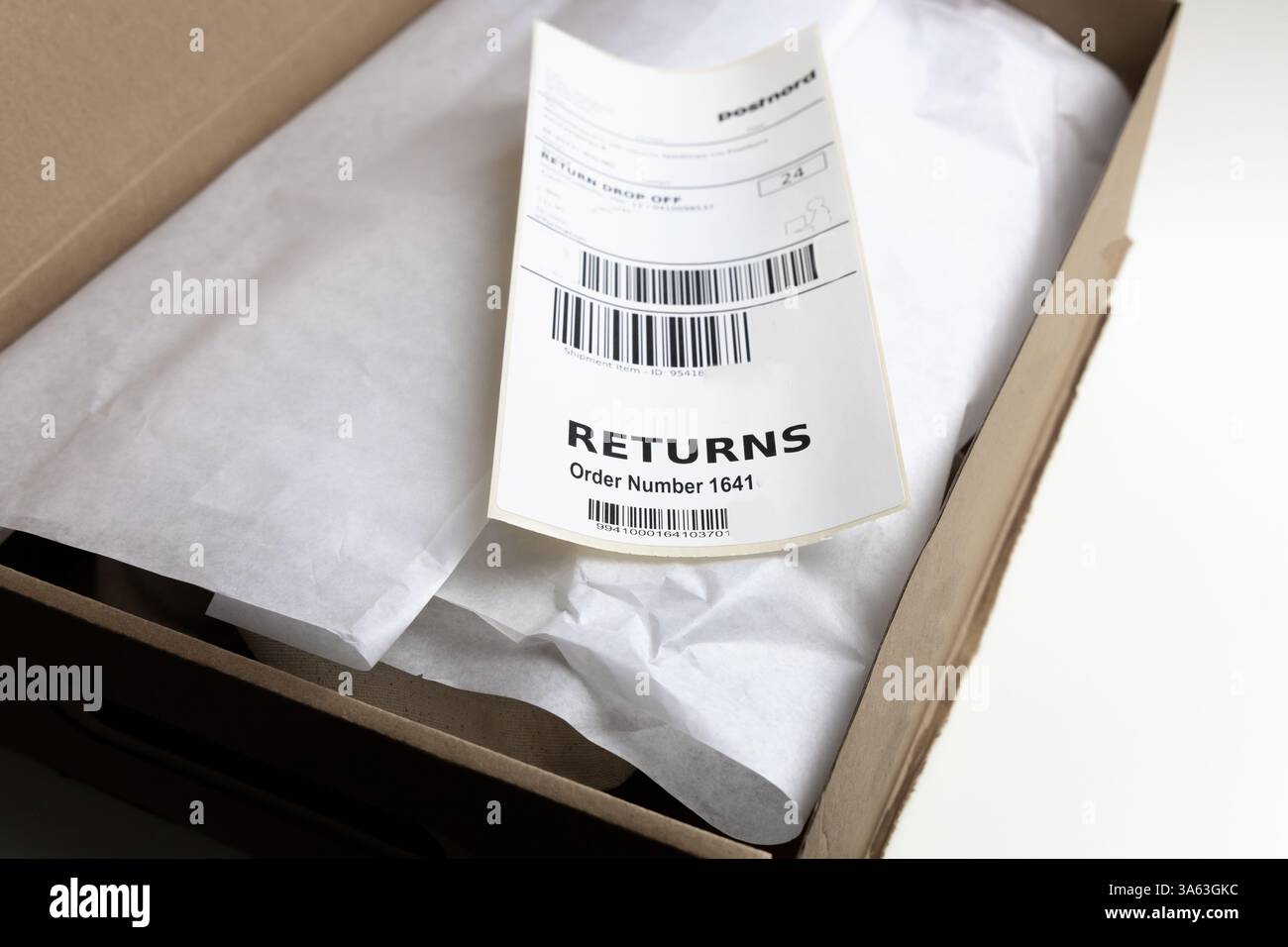 Packaging with return label ready for return. Copenhagen, Denmark ...
