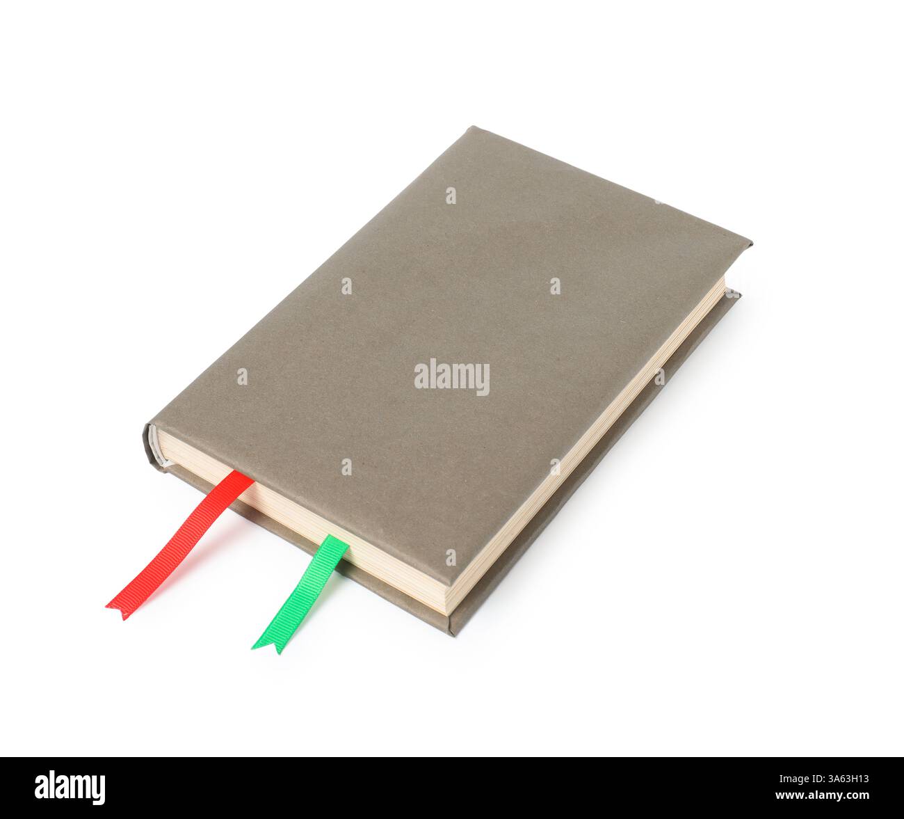 Book with ribbon bookmarks isolated on white Stock Photo - Alamy