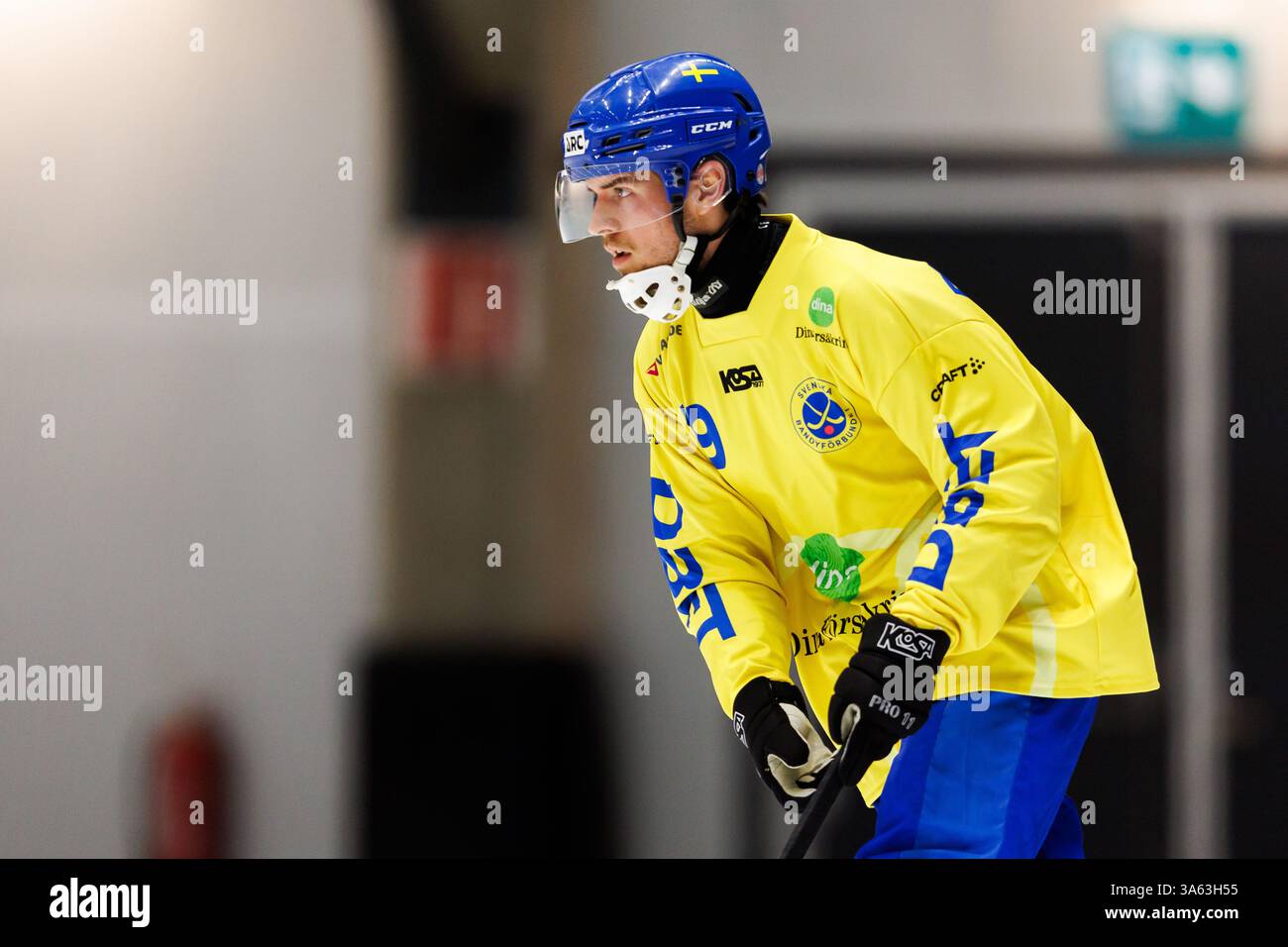 Albin Rehnholm of, Sweden. , . during the FIB 2025 Bandy World ...