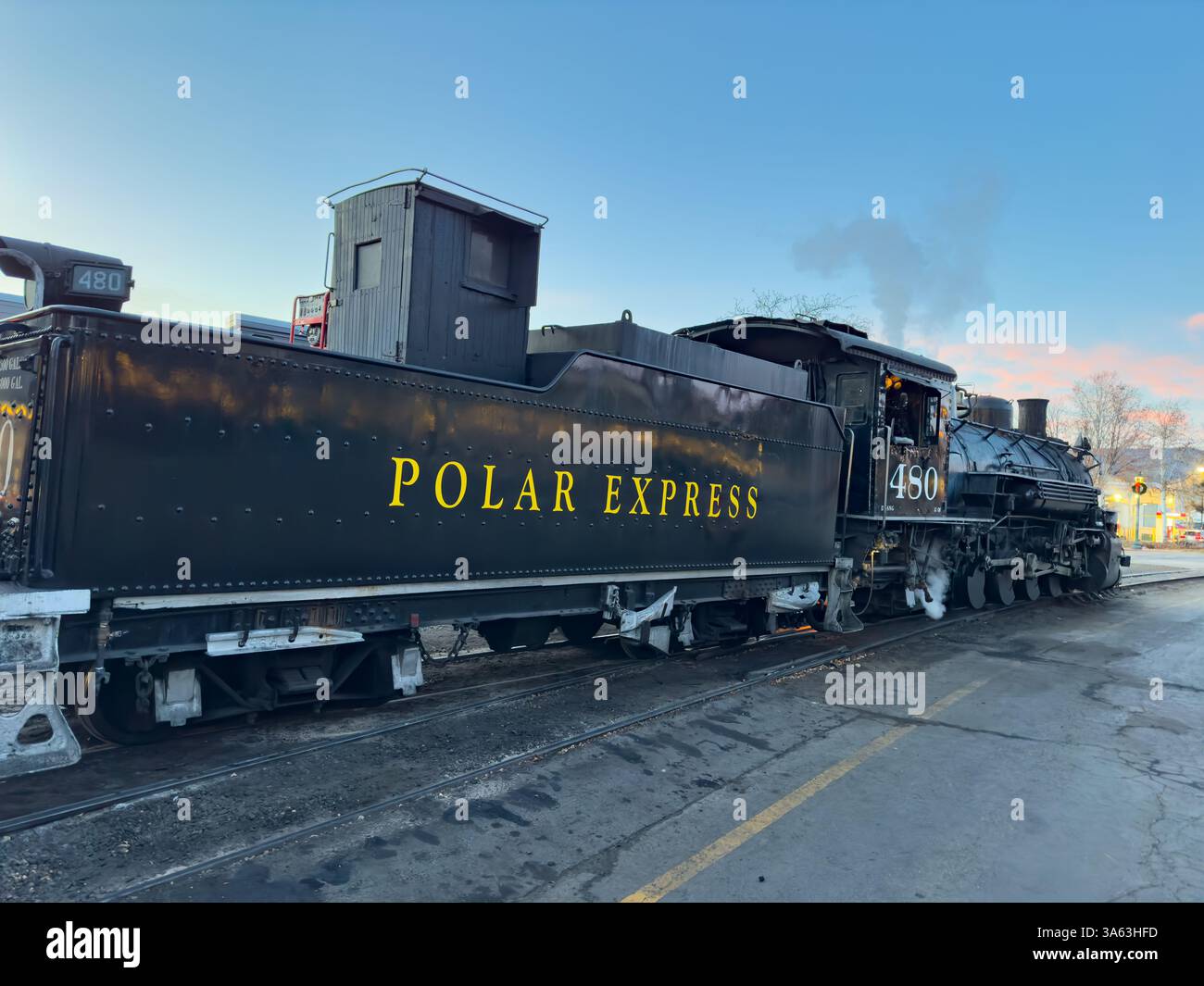A vintage steam locomotive of the Durango & Silverton Narrow Gauge ...