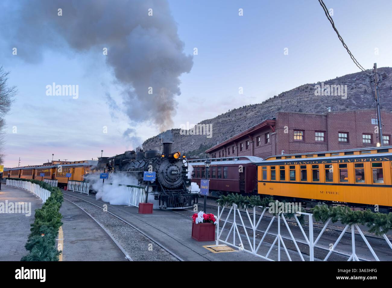 A vintage steam locomotive of the Durango & Silverton Narrow Gauge ...