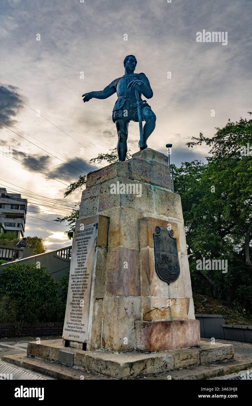 Statue of Sebastian de Belalcazar, a Spanish conquistador and founder ...