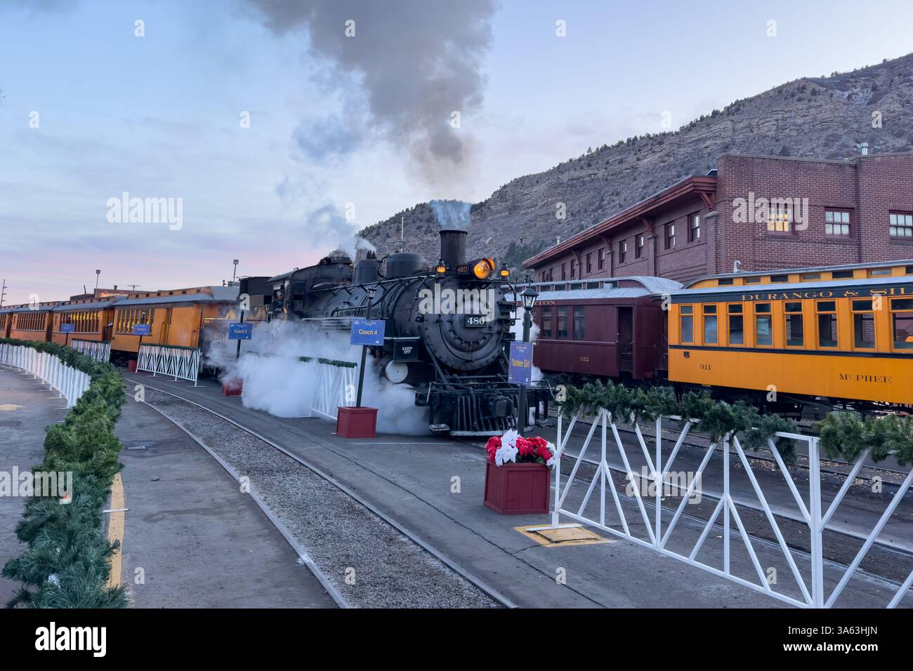 A vintage steam locomotive of the Durango & Silverton Narrow Gauge ...