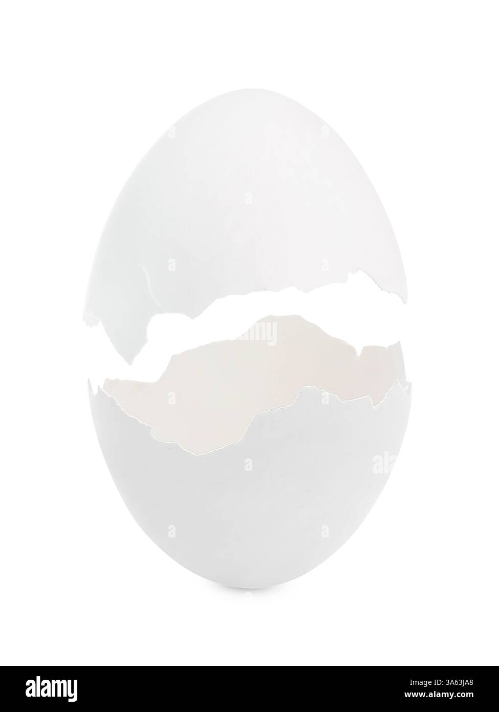 Halves of cracked egg shell on white background Stock Photo - Alamy