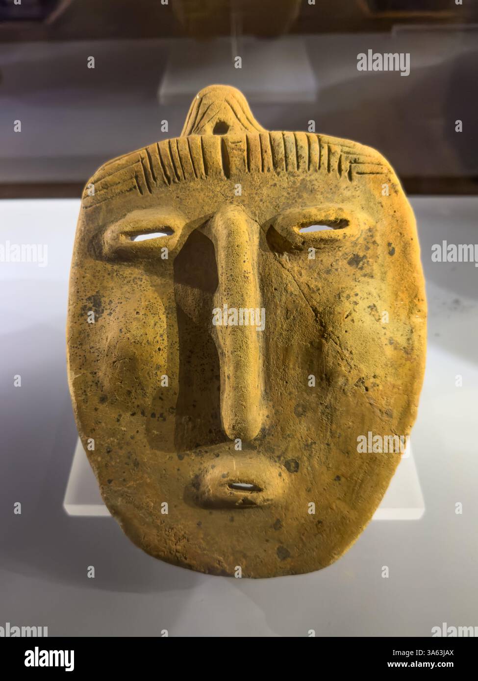 An anthropomorphic ceramic mask from the pre-Hispanic Tolima Culture in ...