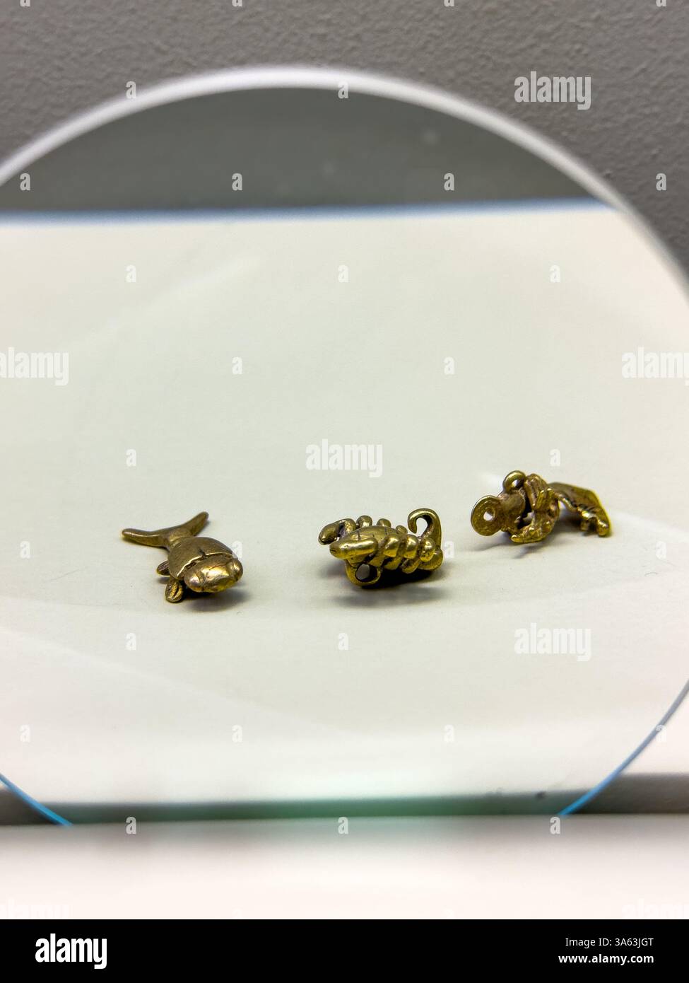 Tiny gold animal figurines from the Pre-Hispanic indigenous Calima ...