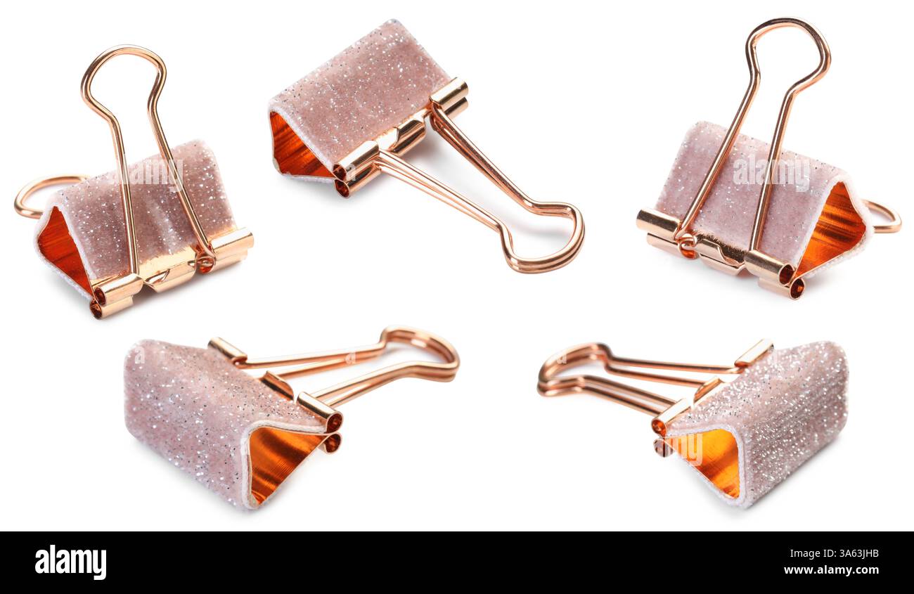 Many colorful binder clips isolated on white, set Stock Photo - Alamy