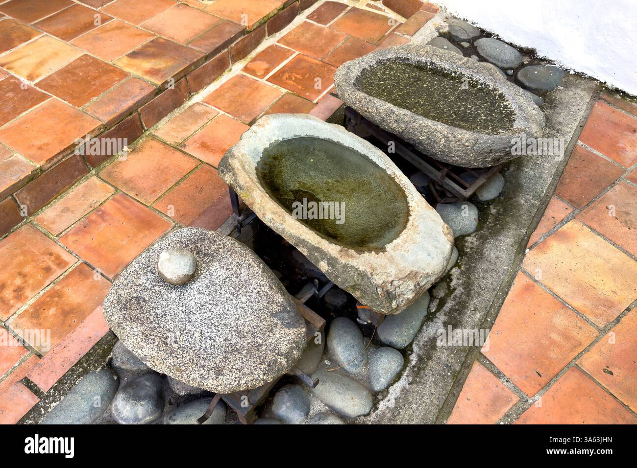 Pre-Hispanic Amerindian grinding stones in the La Merced Archeological ...