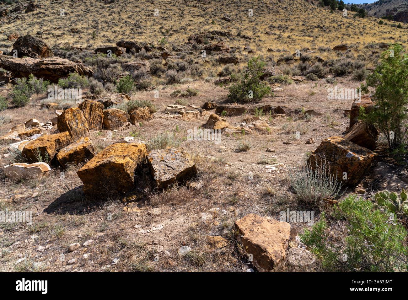 Ruins of a pre-Hispanic Native American Fremont Culture pit house in ...