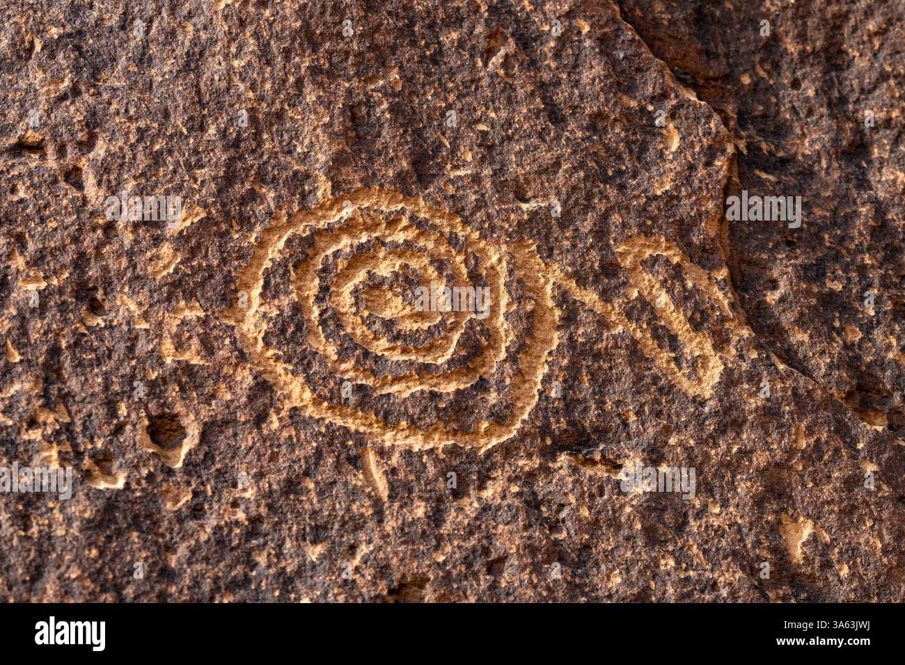 A pre-Hispanic Native American petroglyph rock art panel in Cottonwood ...
