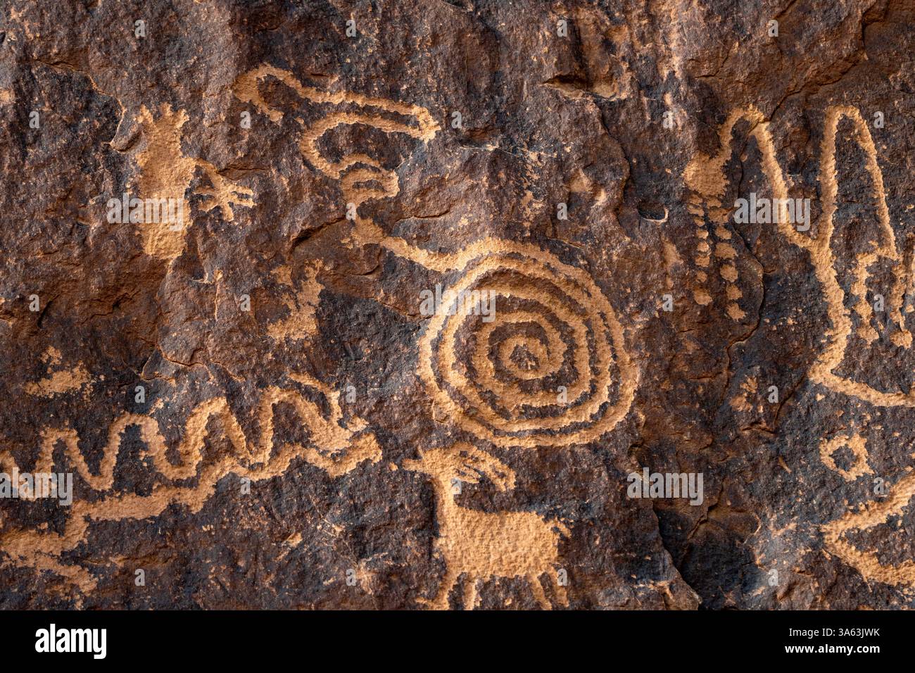 A pre-Hispanic Native American petroglyph rock art panel in Cottonwood ...