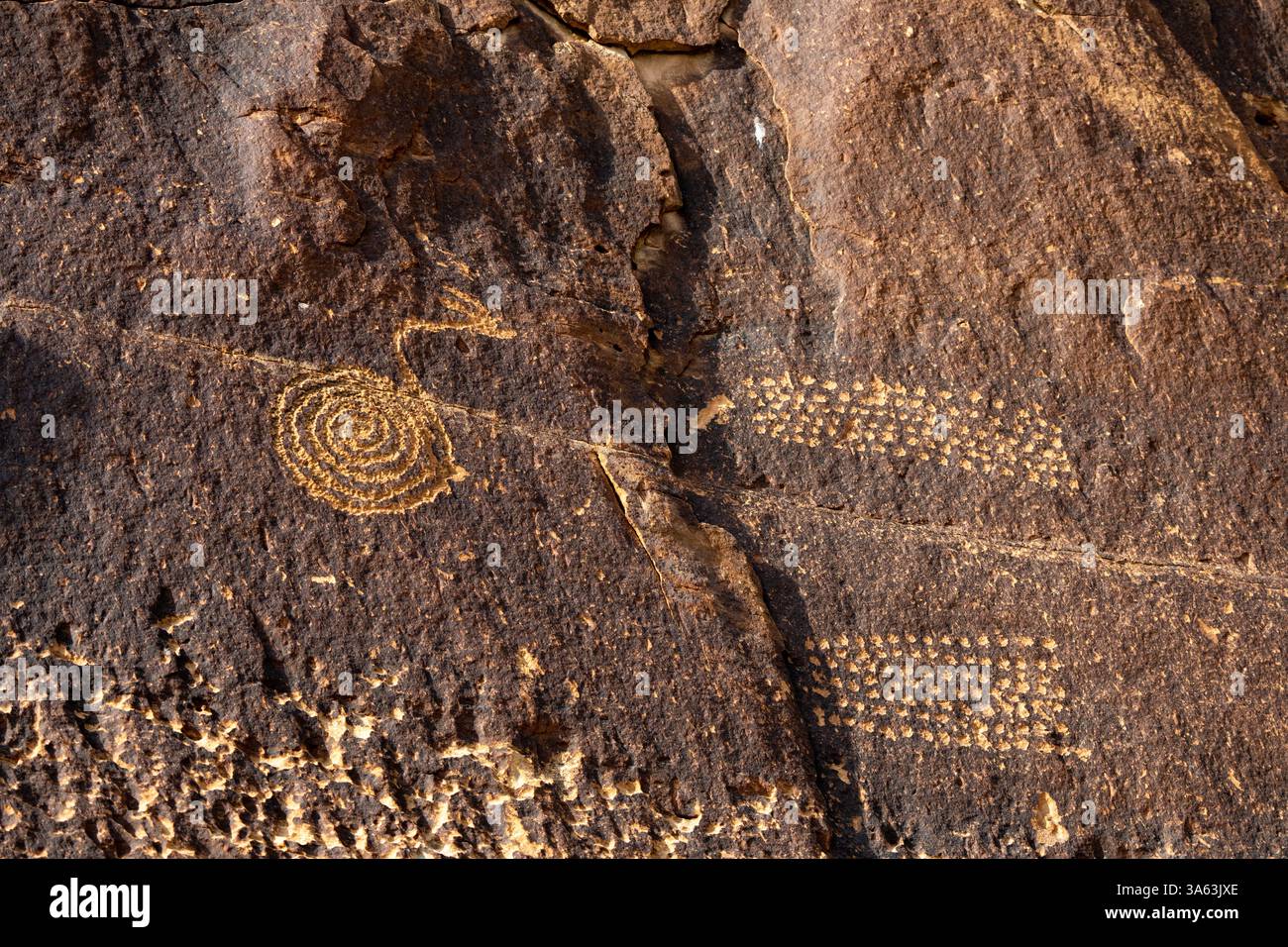A pre-Hispanic Native American petroglyph rock art panel in Cottonwood ...