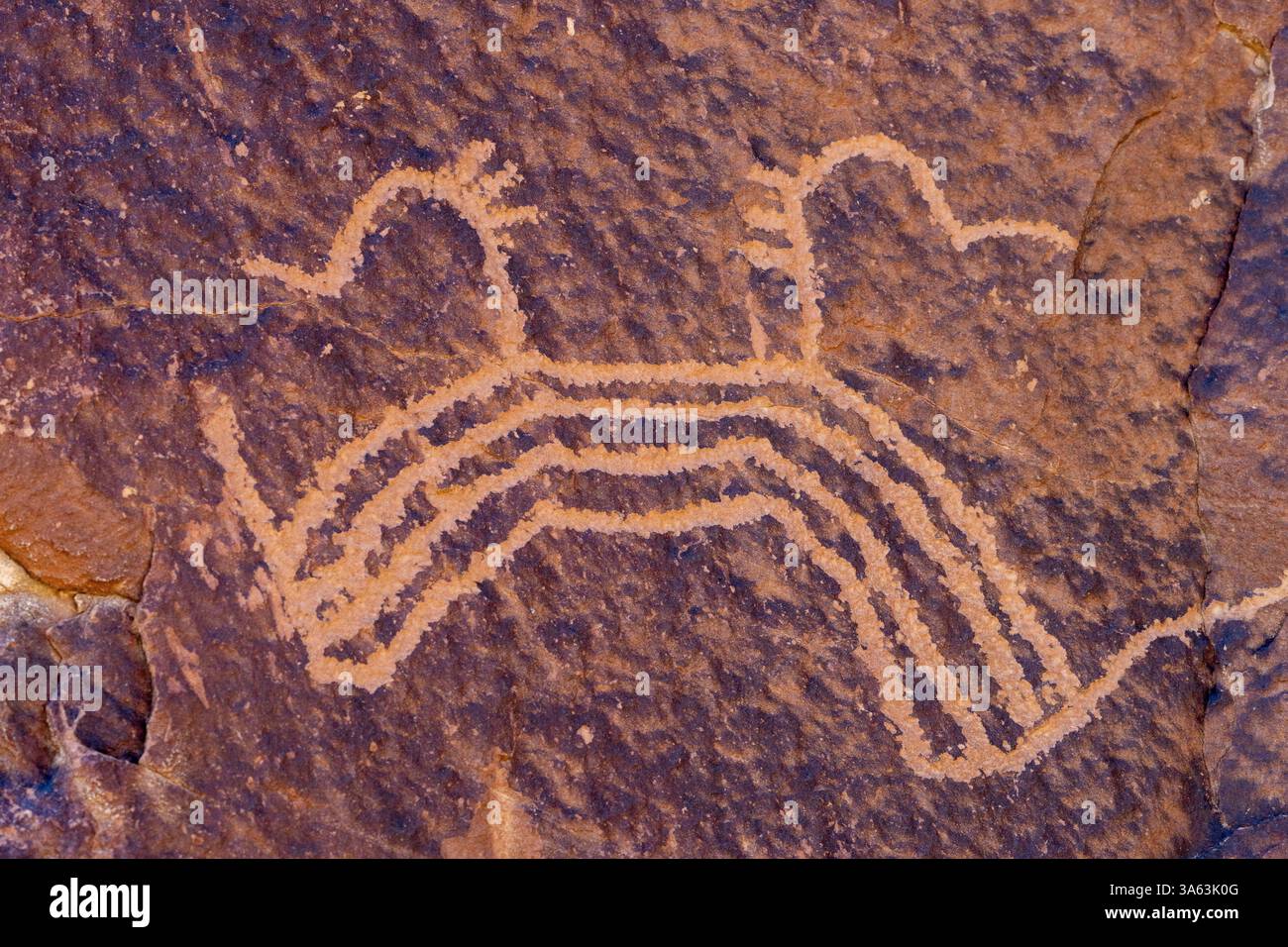 A pre-Hispanic Native American petroglyph rock art panel in Cottonwood ...