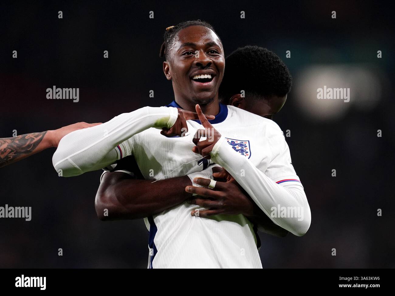 England's Eberechi Eze celebrates scoring their side's third goal of ...