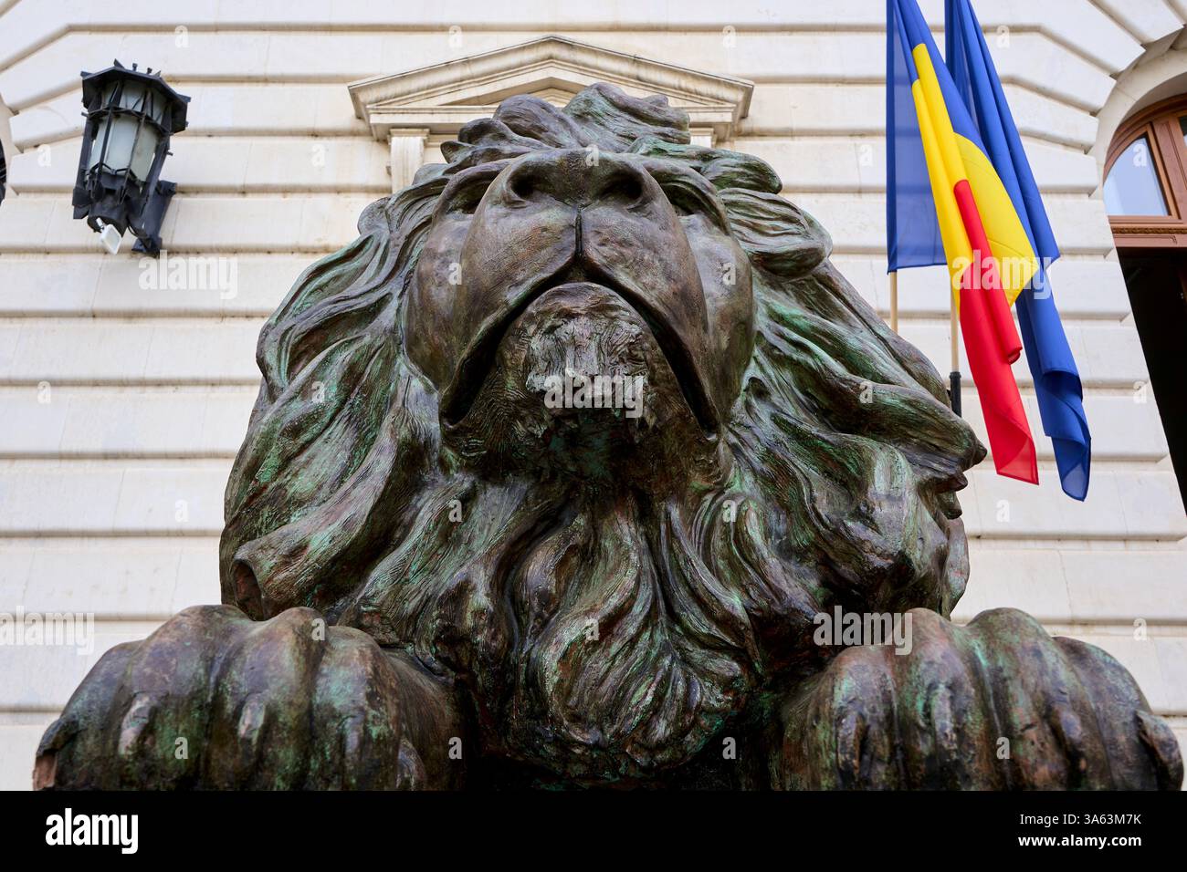 Bucharest, Romania, 24th Mar 2025: The lion statue ("leu" in Romanian ...