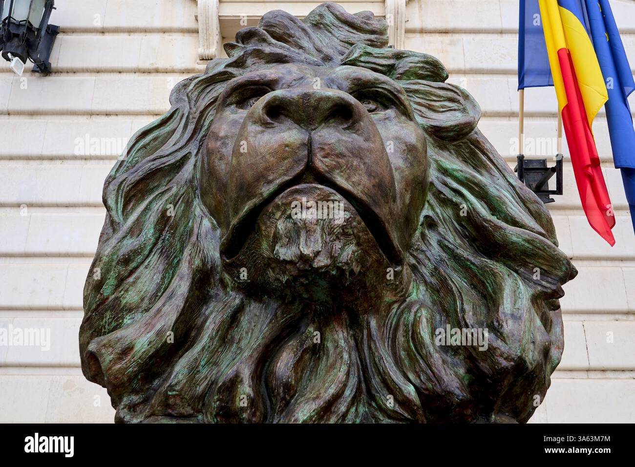Bucharest, Romania, 24th Mar 2025: The lion statue ("leu" in Romanian ...