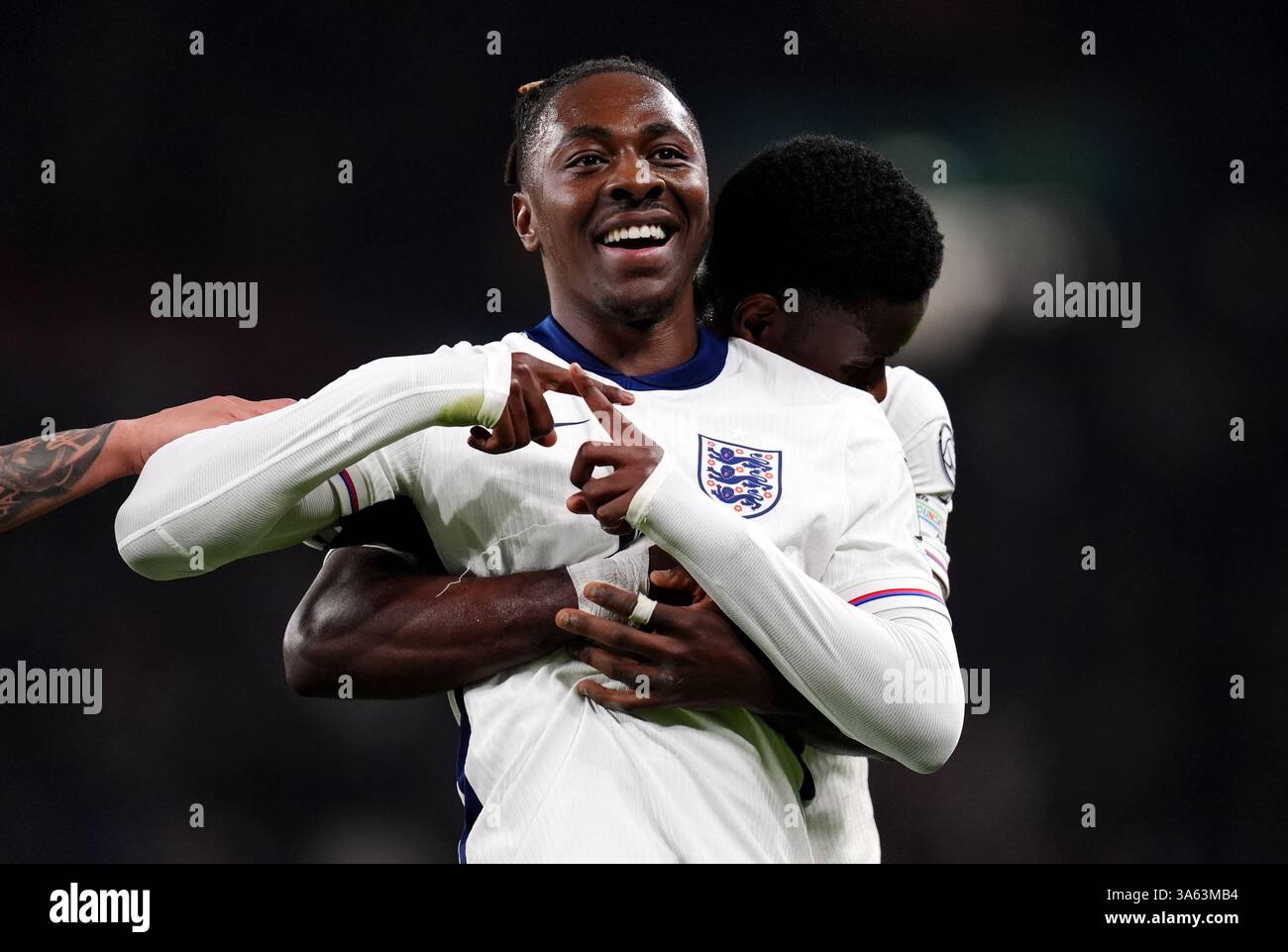 England's Eberechi Eze celebrates scoring their side's third goal of ...