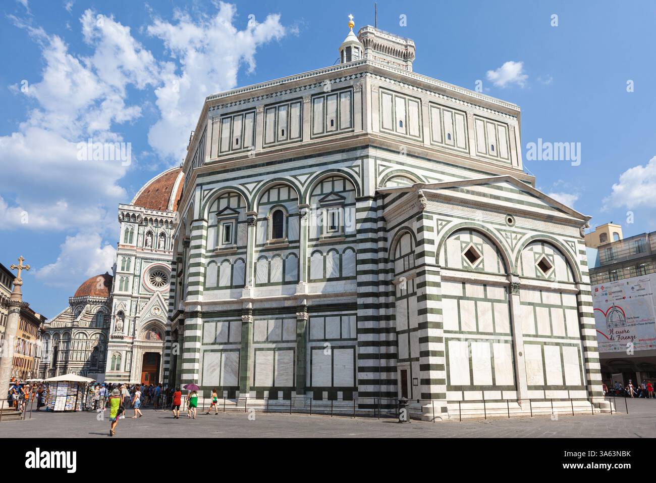 The striking marble facade of the octagonal basilica Baptistery of St ...