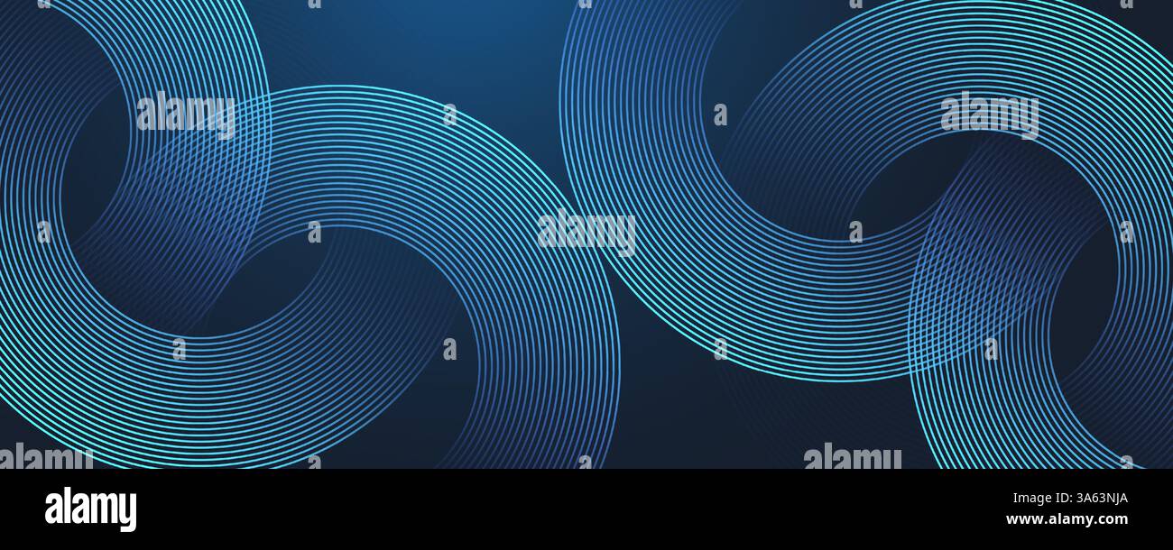 Abstract circle lines on light blue background. Geometric stripe line ...